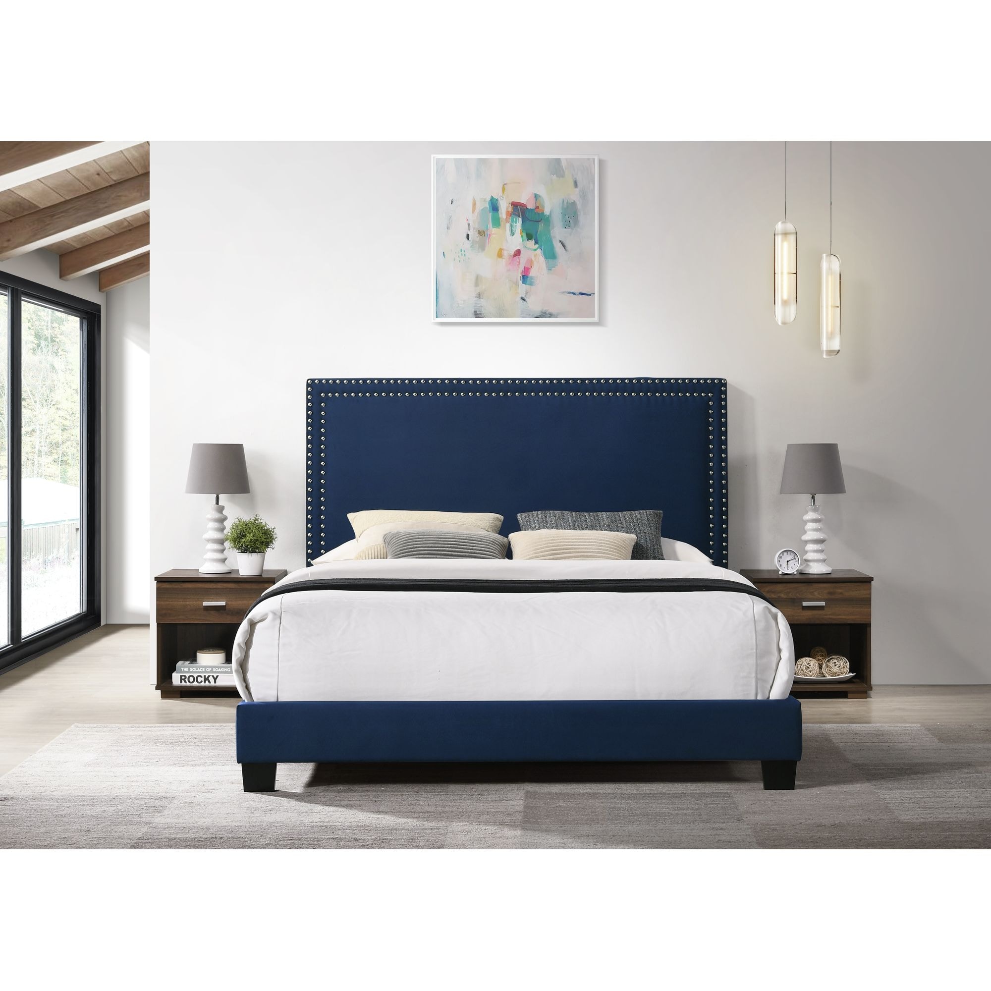 Elements International Bedroom Erica Bed with End Tables - Elements ...