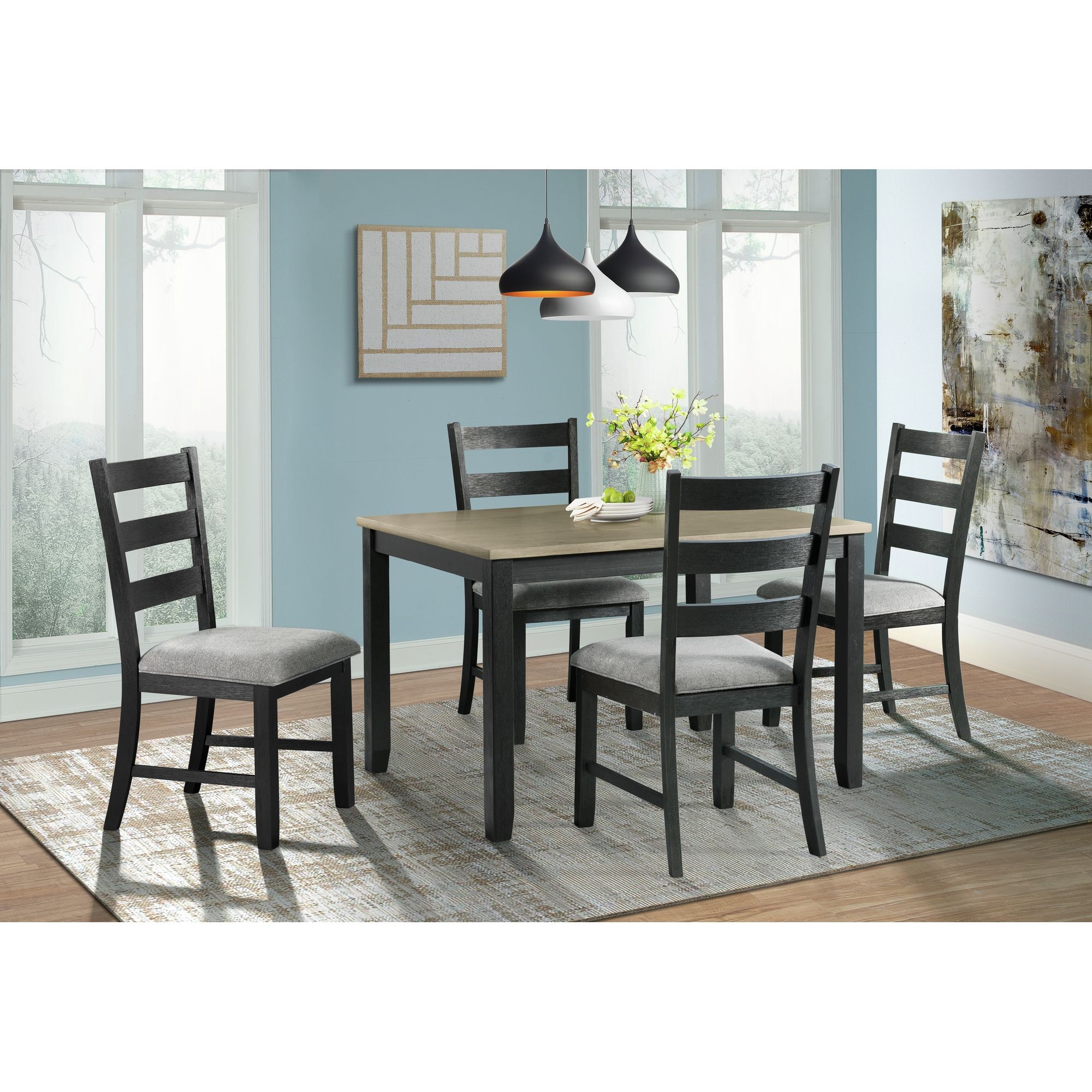 Elements International Casual Dining Martin Black Dining Set - Elements ...