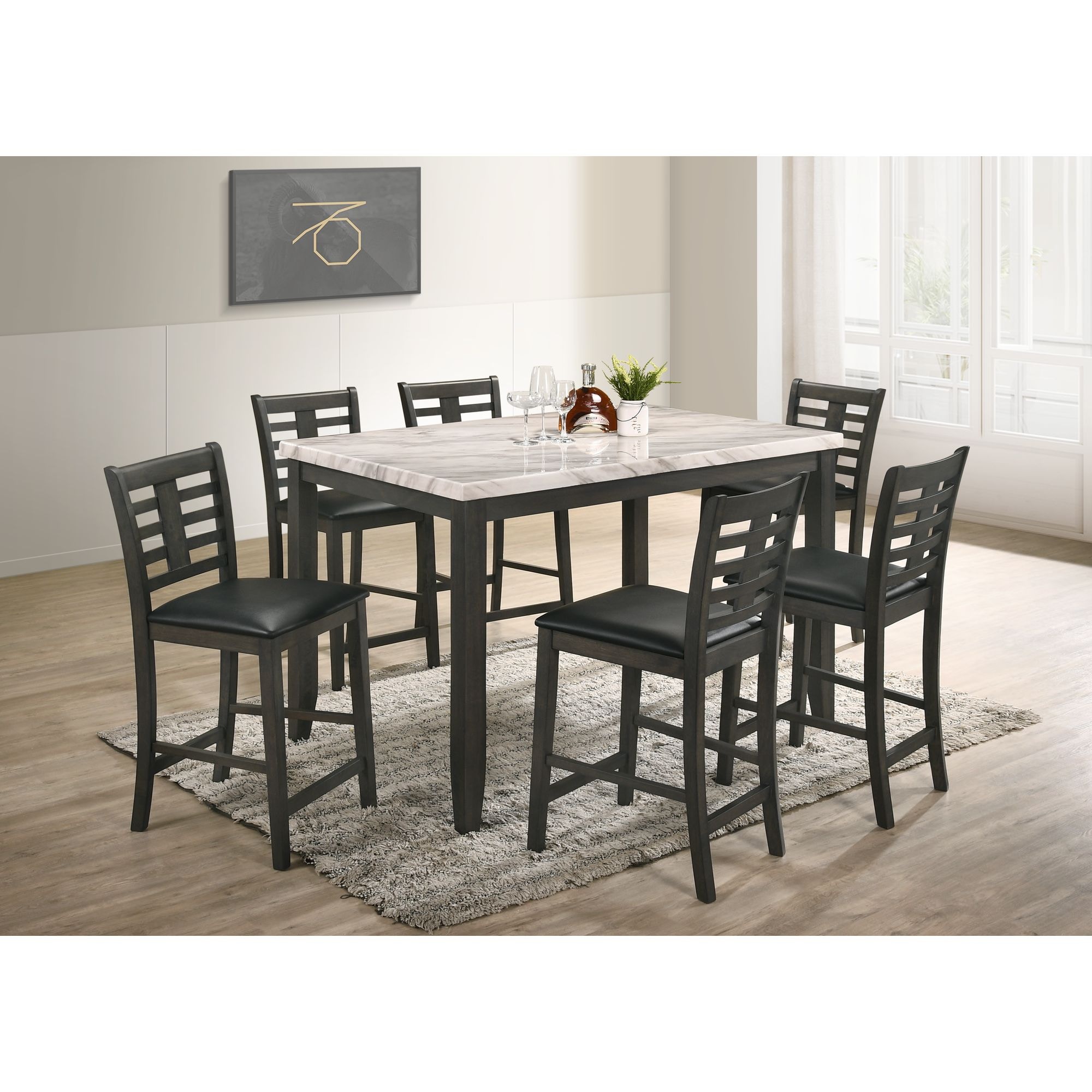 Elements International Casual Dining Nash White Counter Dining Set Nash ...