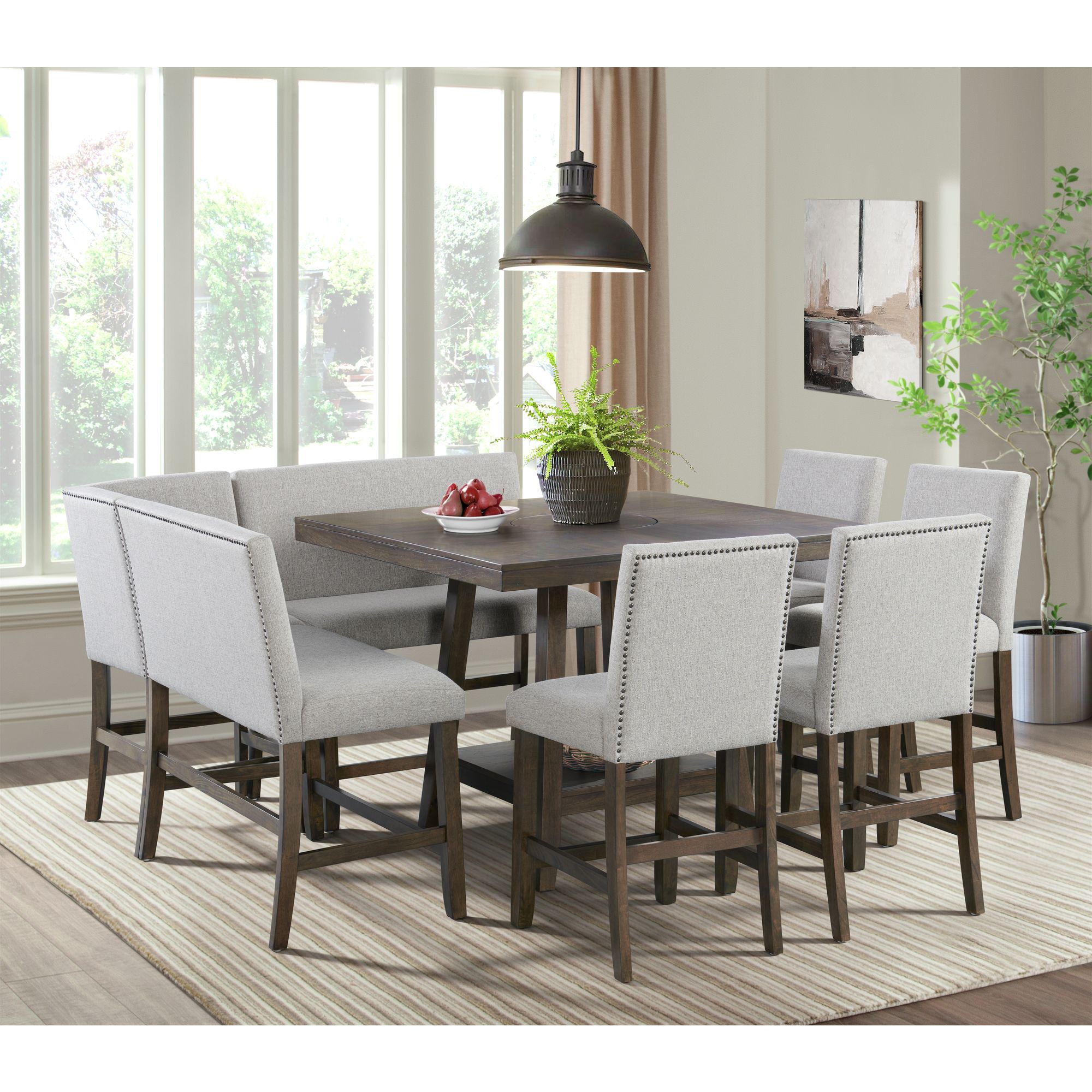 Elements International Casual Dining Seneca Brown Counter Dining Set ...