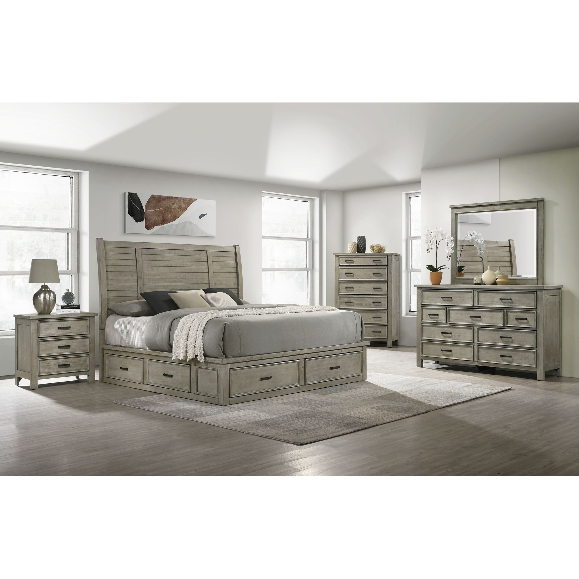Elements International Bedroom Sullivan Drift Grey Bedroom Set ...
