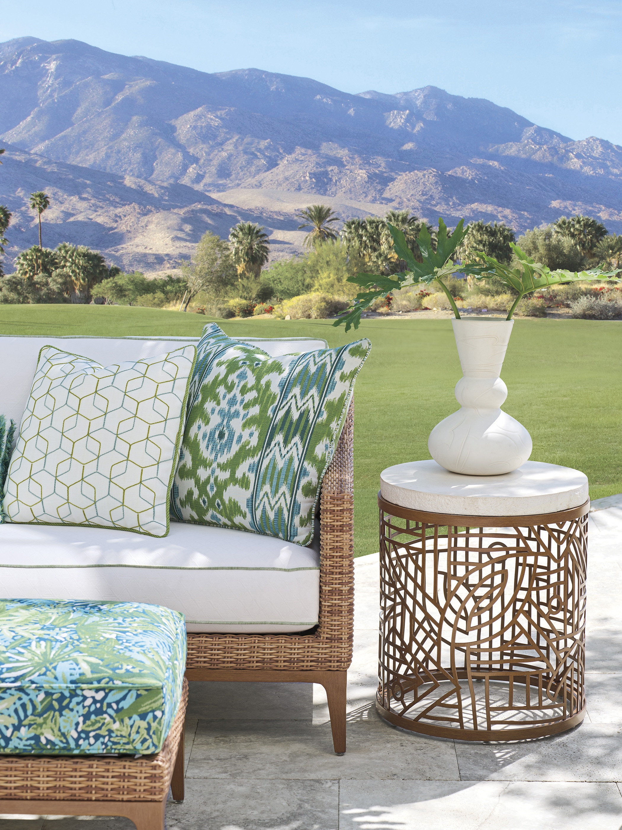 Tommy Bahama Outdoor Living Outdoor Furniture Round End Table Stone Top ...