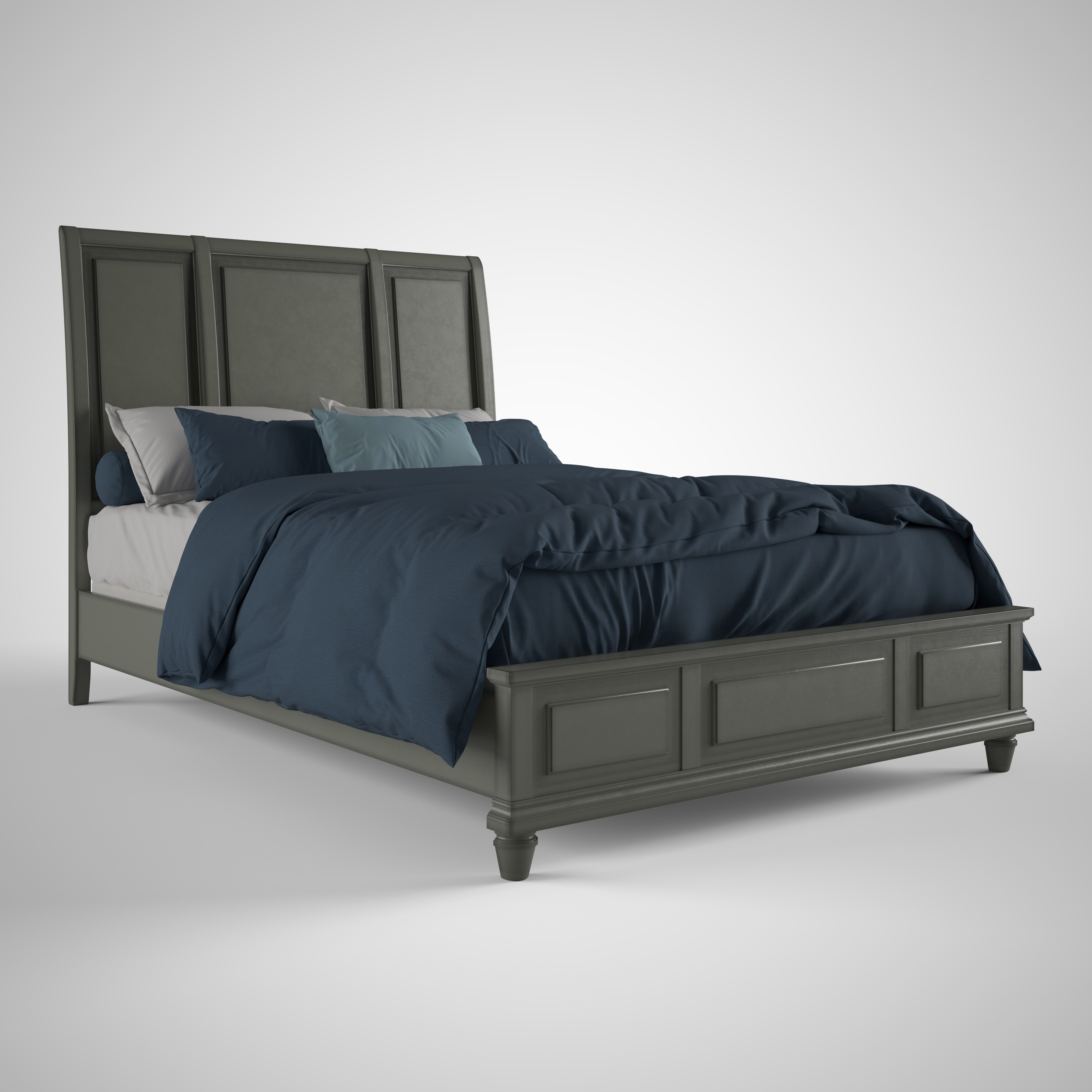 John Thomas Bedroom Summit King Sleigh Bed in Heather Gray BD105-302KH ...