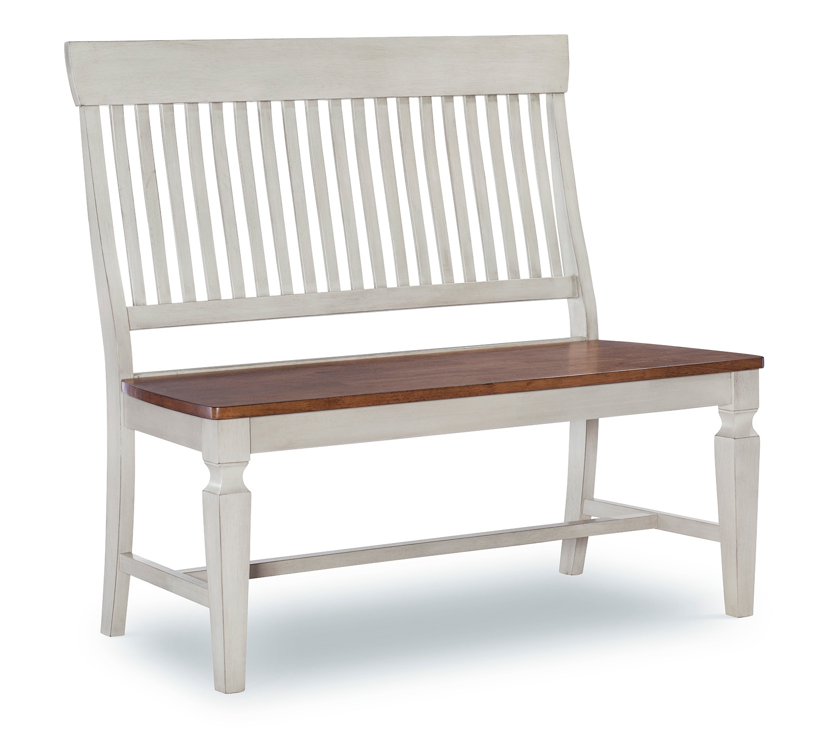 John Thomas Casual Dining Slatback Bench in Hickory & Shell BE79-65 ...