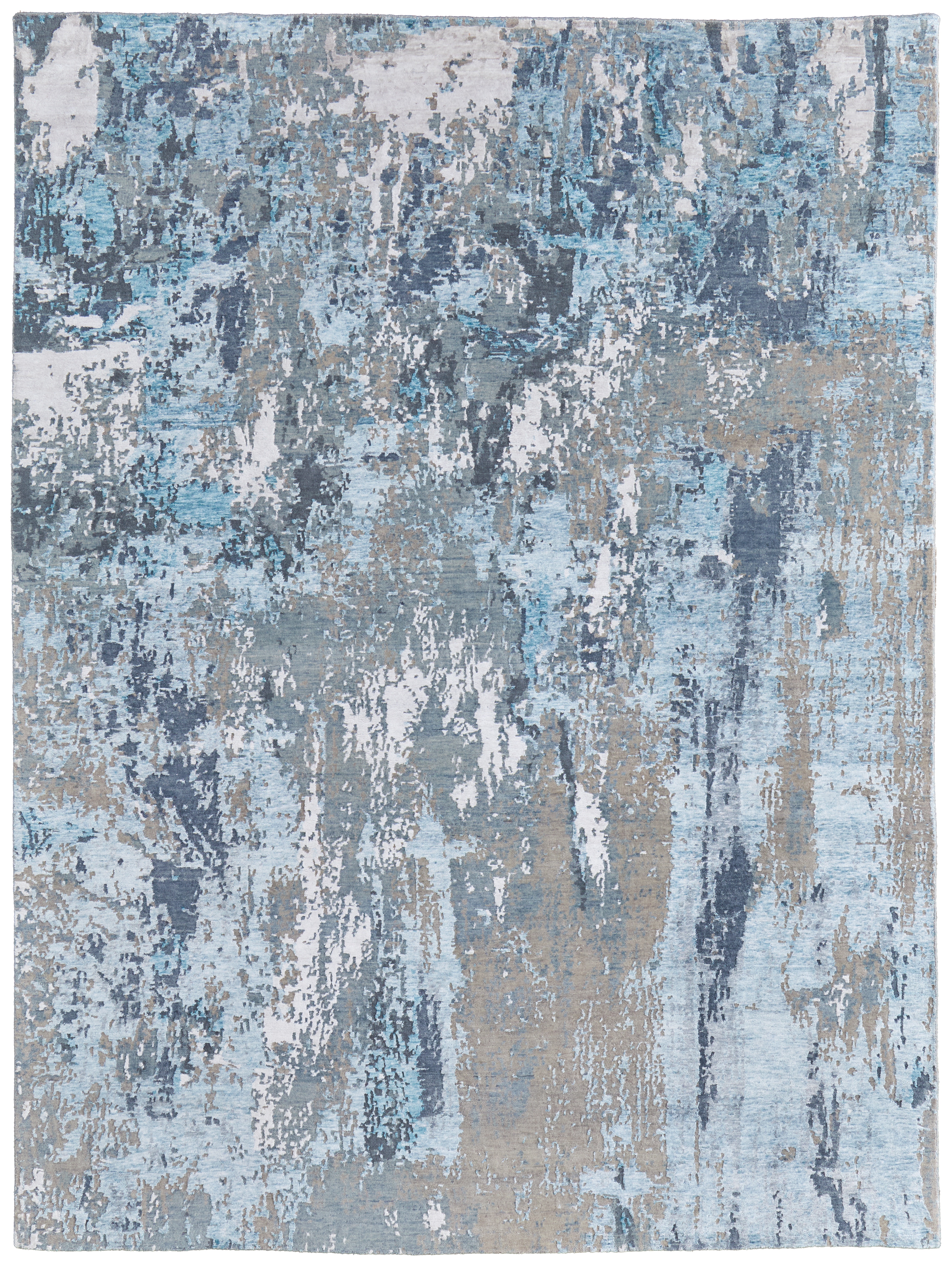 Feizy Area Rugs Lor Modern Abstract, Blue/Silver/Ivory, 8'-6" x 11'-6 ...