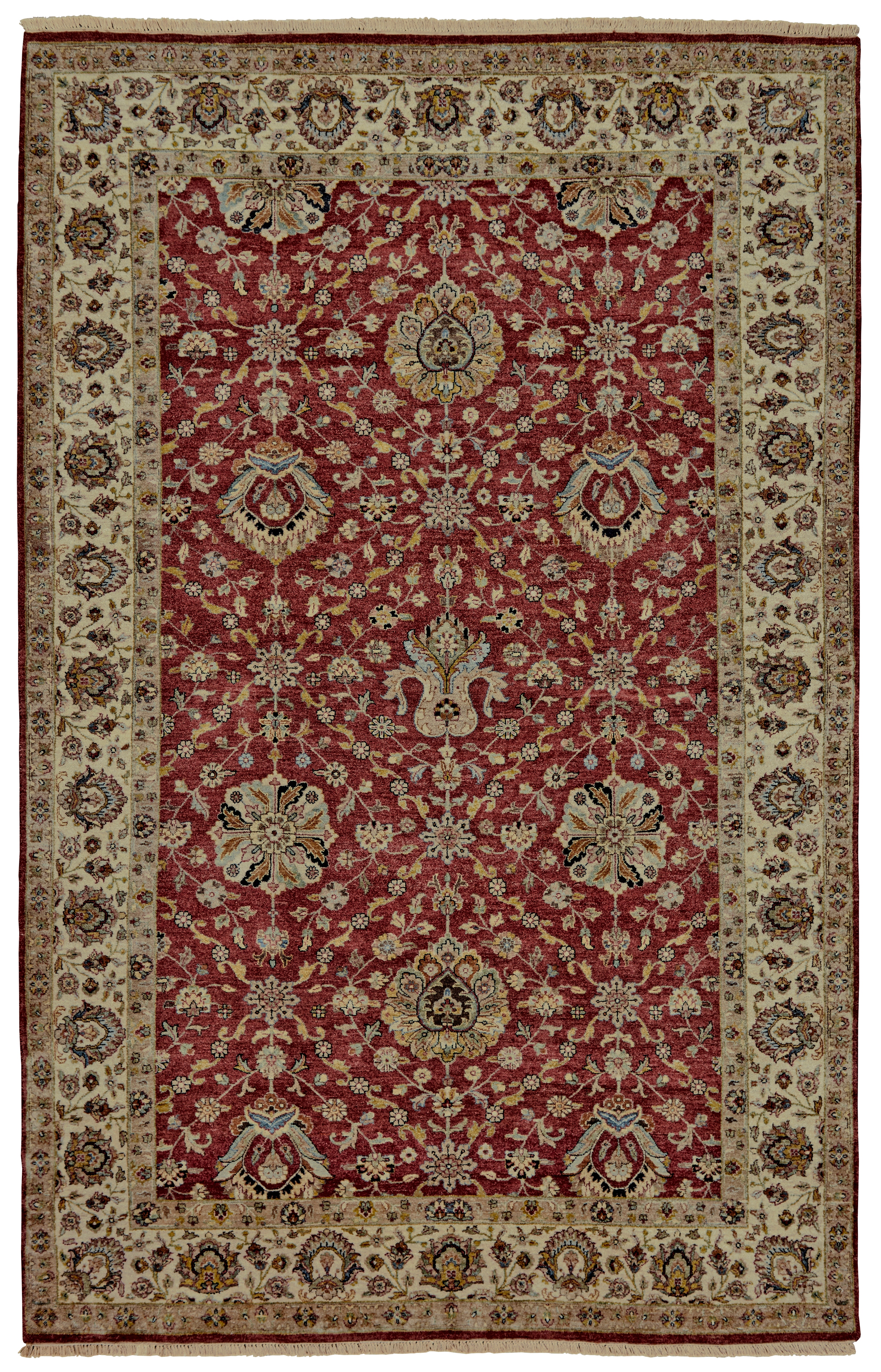 Feizy Area Rugs Bandu Traditional Damask, Red/Ivory/Tan, 7'-9" x 9'-9 ...