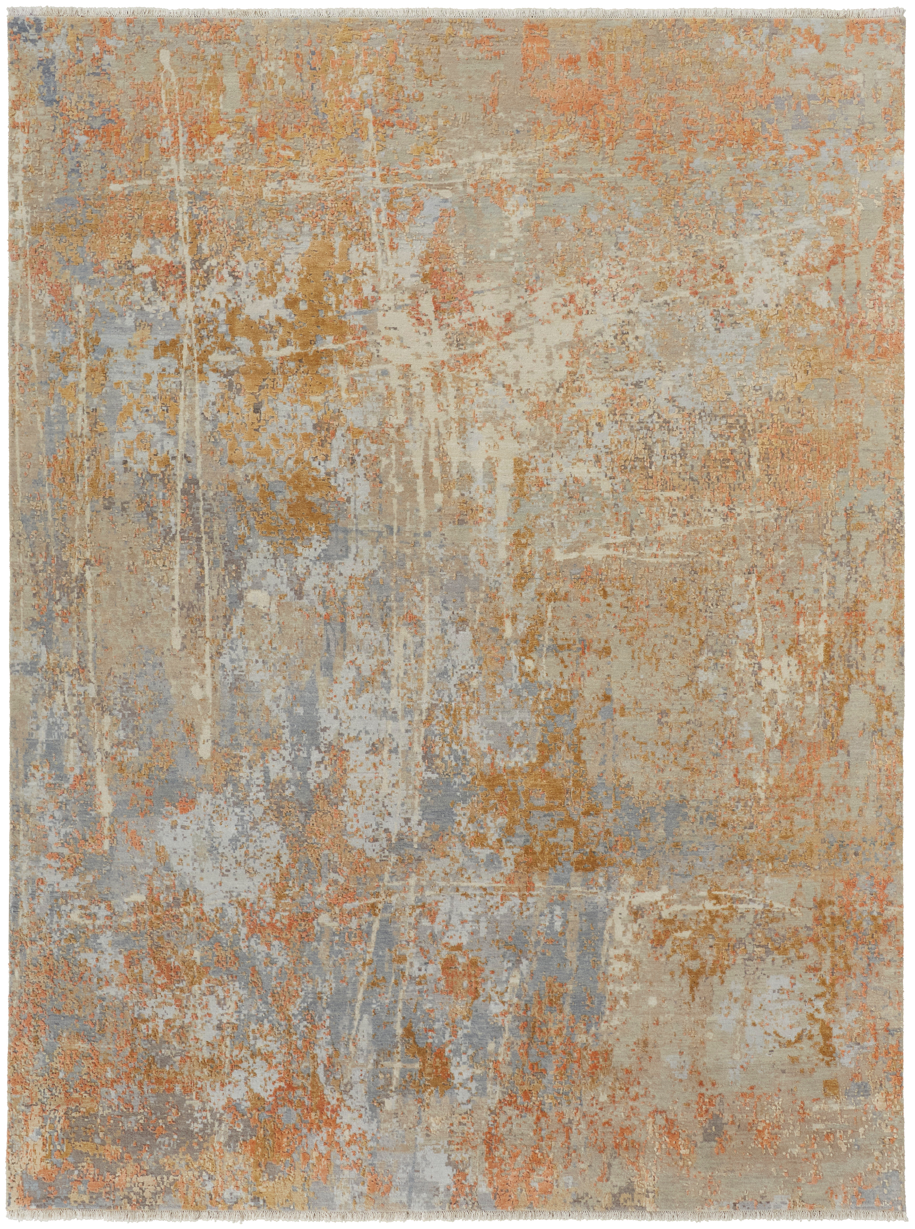 Feizy Area Rugs Conley Transitional Watercolor, Gray/Tan/Orange, 3' x 5 ...