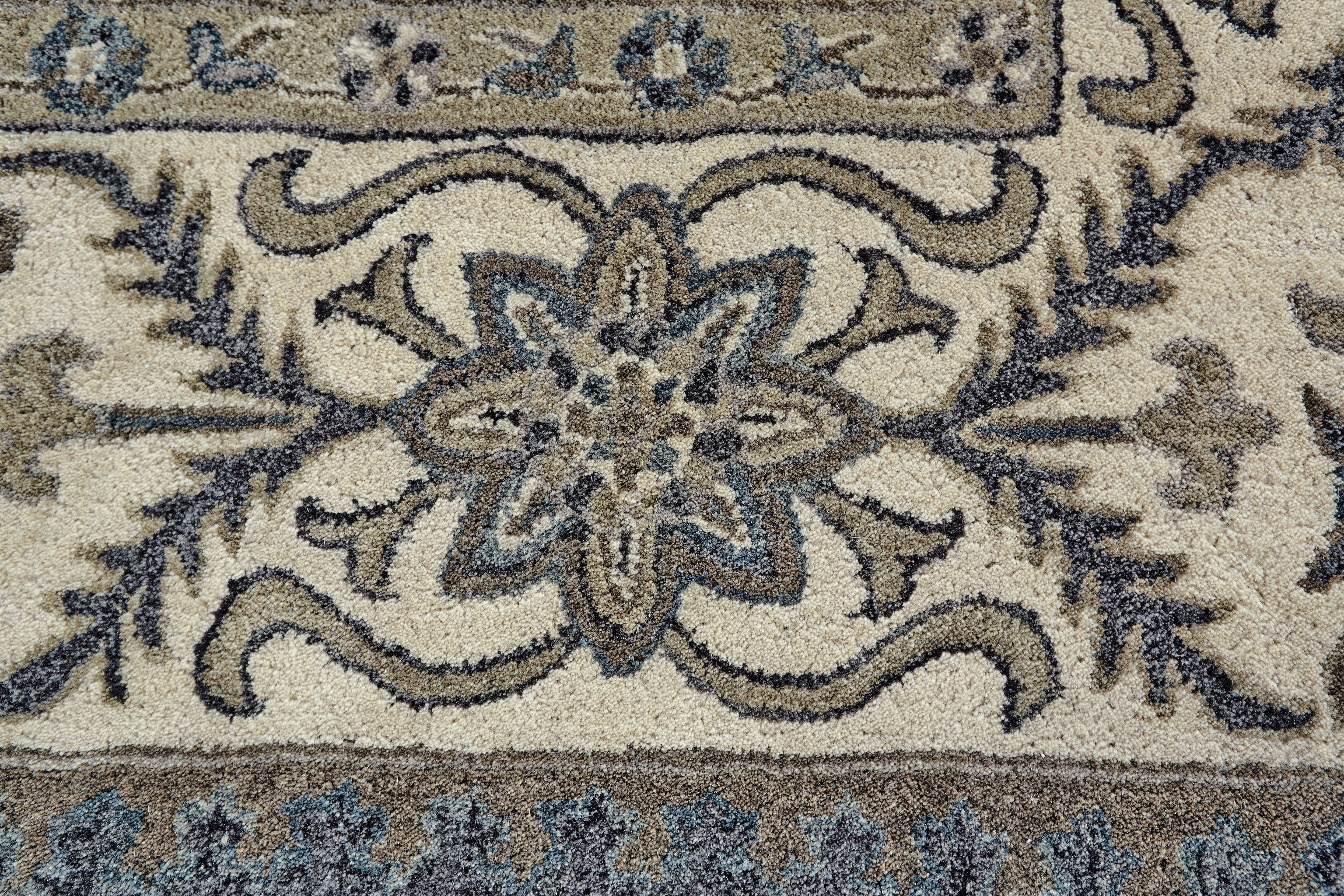 Feizy Area Rugs Eaton Traditional Bordered, Blue/Gray/Taupe, 10' x 10 ...