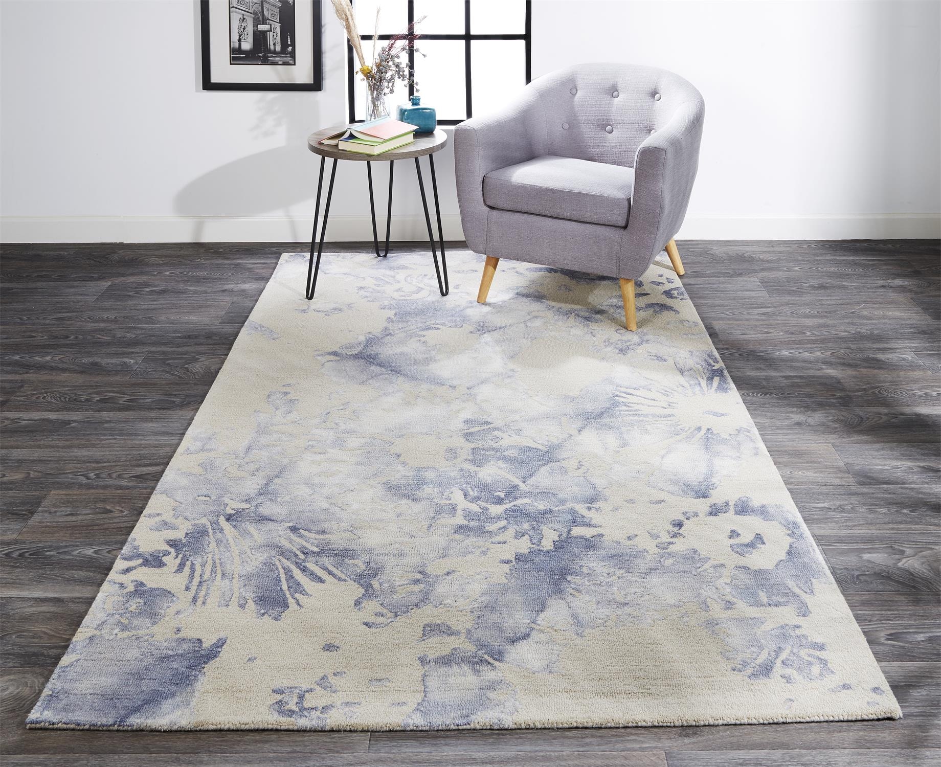 Feizy Area Rugs Lorrain Modern Abstract, Ivory/Gray/Blue, 8' x 11' Area ...