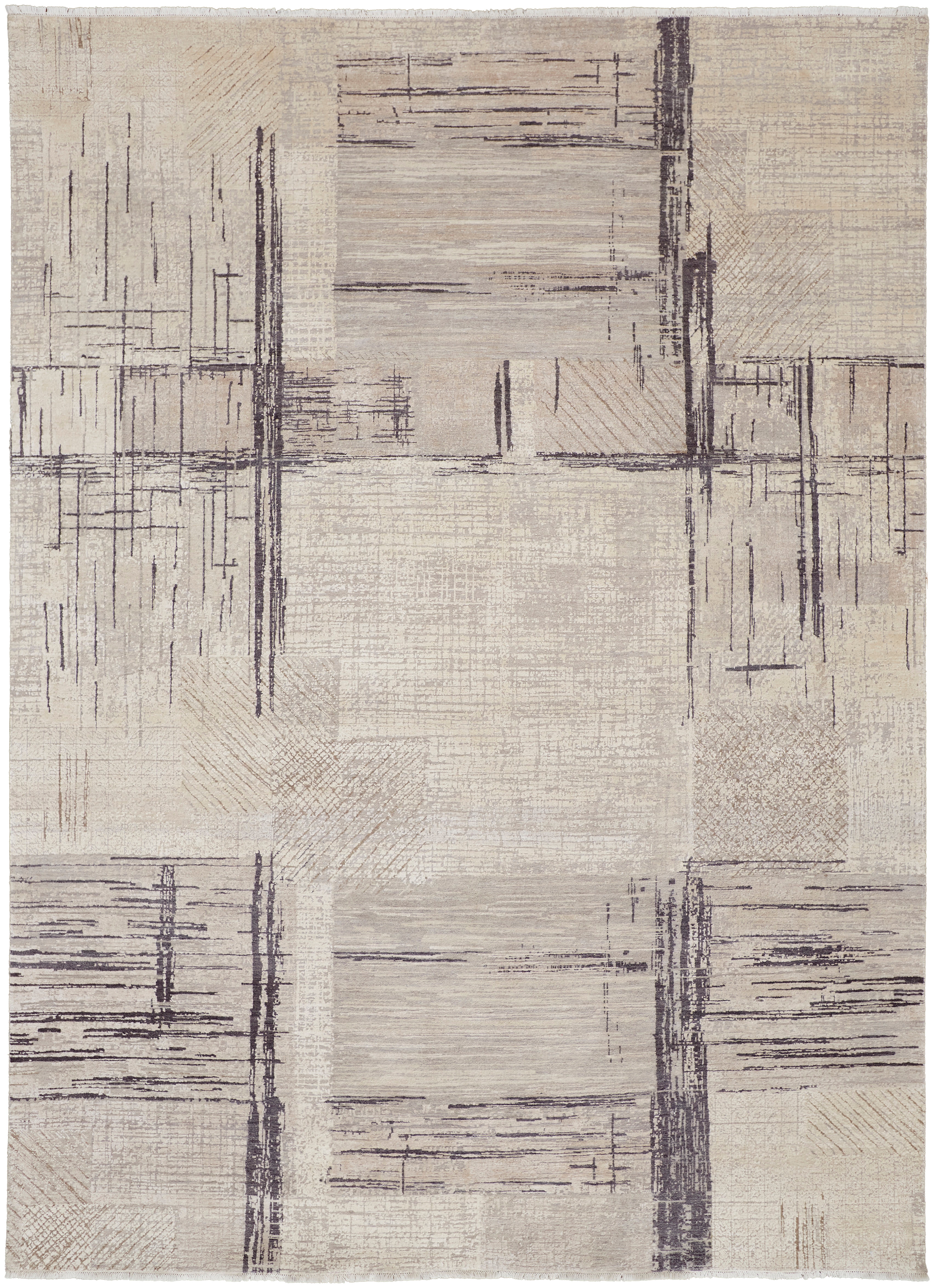 Feizy Area Rugs Lombardy Modern Geometric, Ivory/Gray, 8'-6" x 11'-6 ...