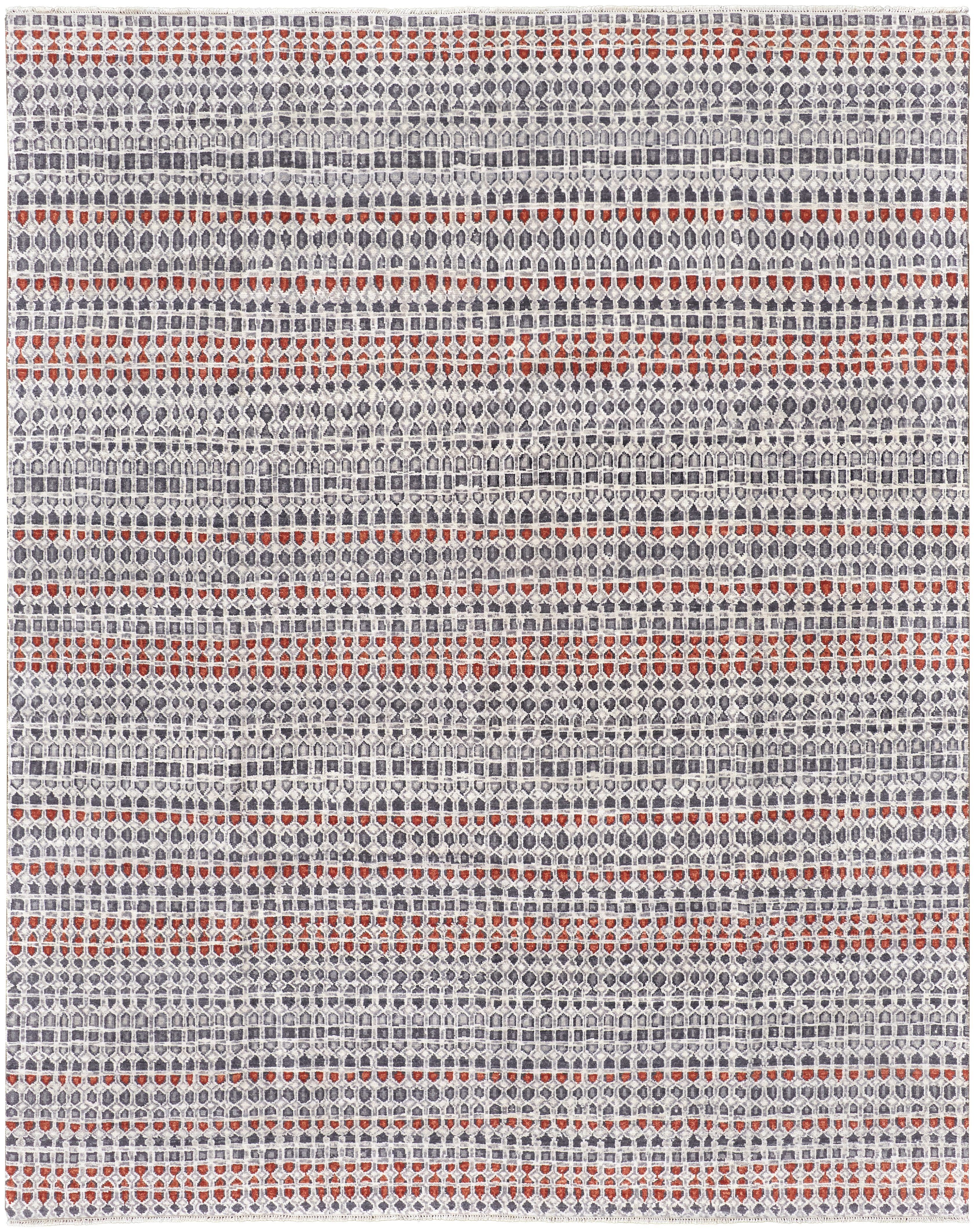 Feizy Area Rugs Harmon Transitional Stripes, Gray/Taupe/Red, 2' x 3 ...