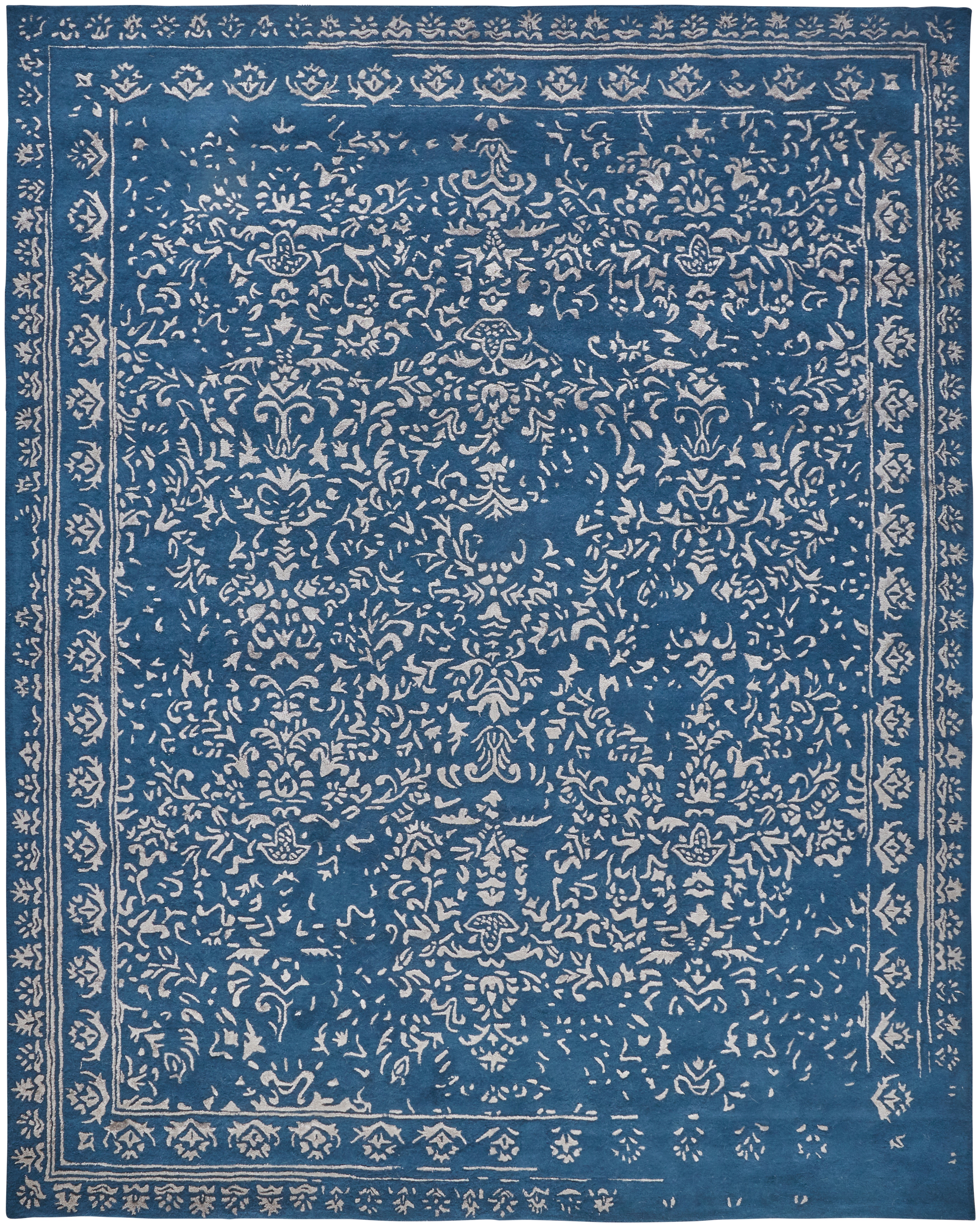 Feizy Hallway Runners Rugs Bella Transitional Oriental, Blue/Silver, 2 ...