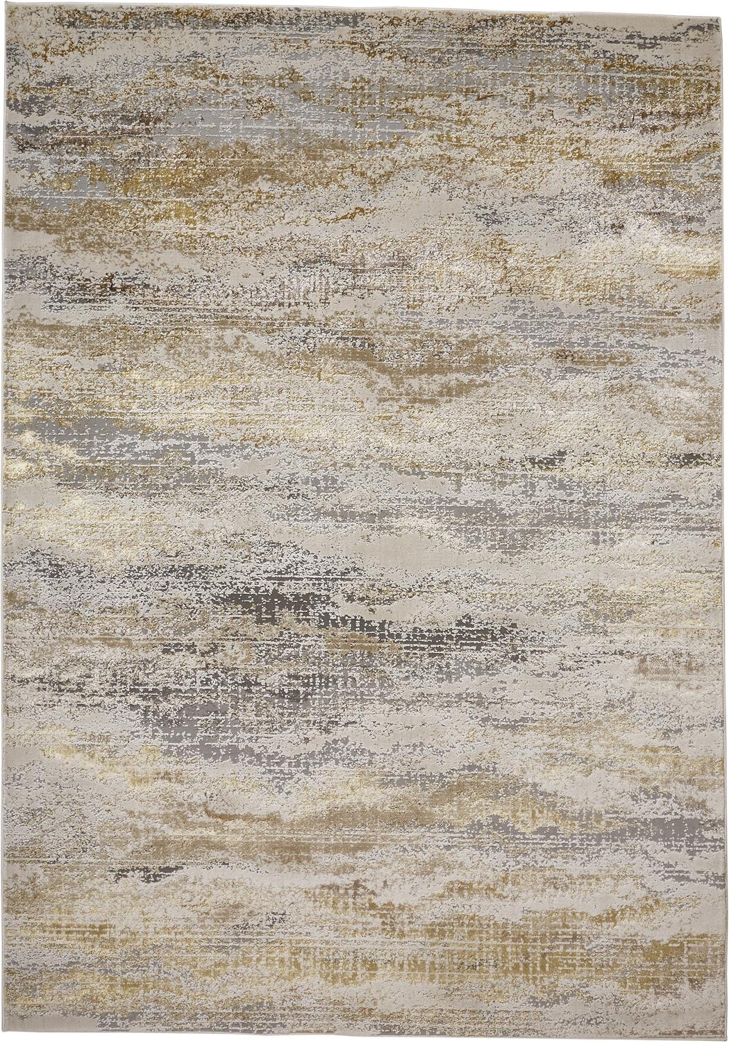 Feizy Area Rugs Aura Modern Abstract, Gold/Gray/Ivory, 1'-8" x 2'-10 ...