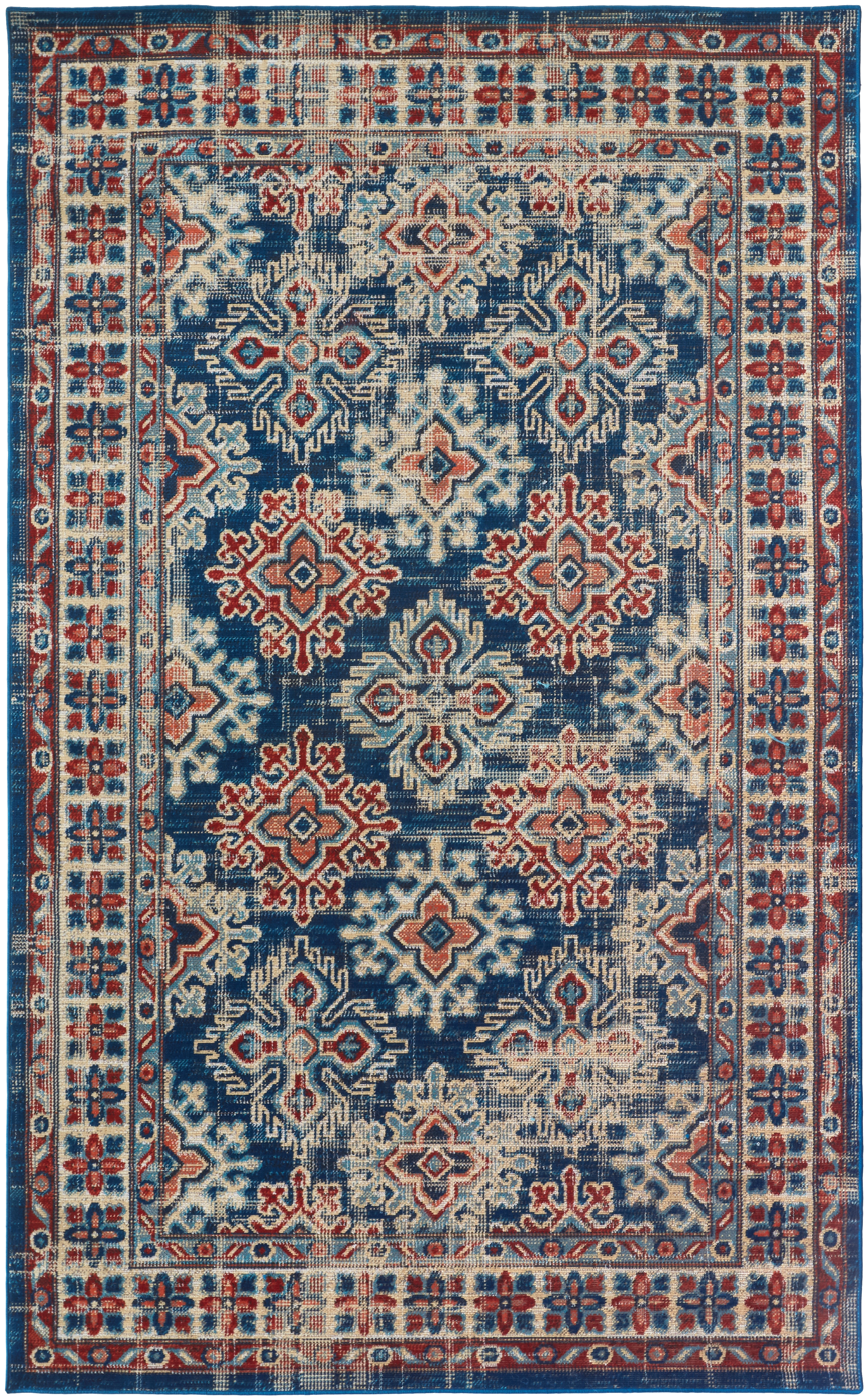 Feizy Area Rugs Nolan Transitional Oriental, Blue/Red/Ivory, 5' x 8 ...