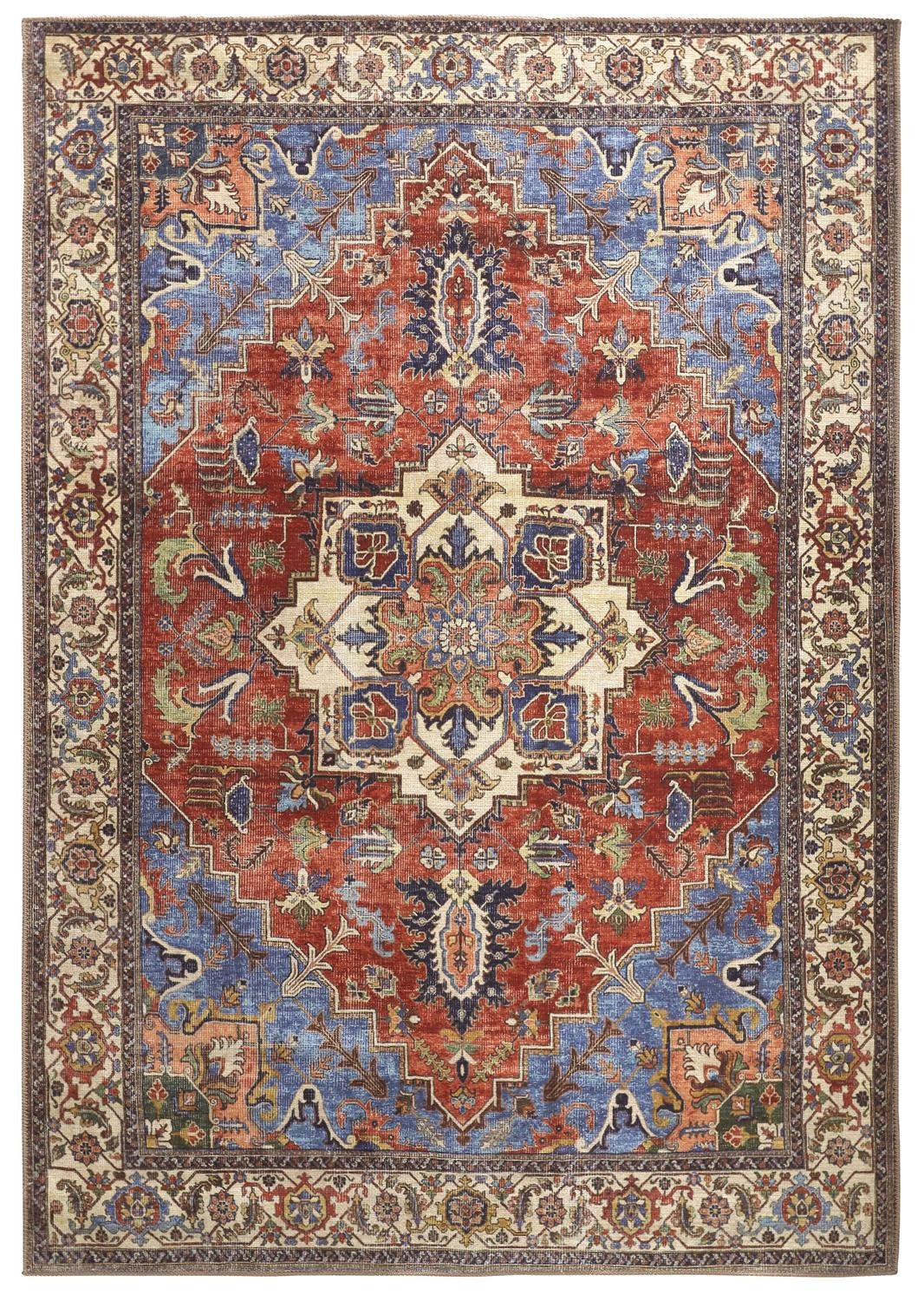 Feizy Area Rugs Percy Transitional Medallion, Blue/Red/Ivory, 2' x 3 ...