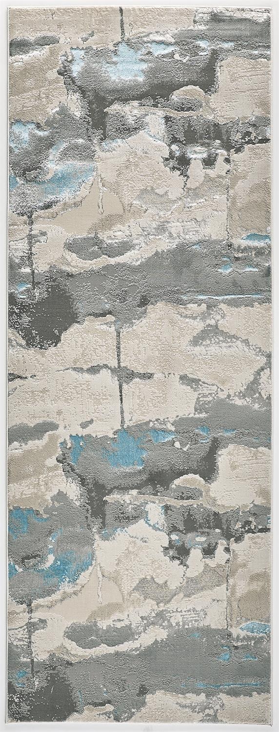Feizy Hallway Runners Azure Modern Watercolor, Ivory/Gray/Blue, 2'-10 ...