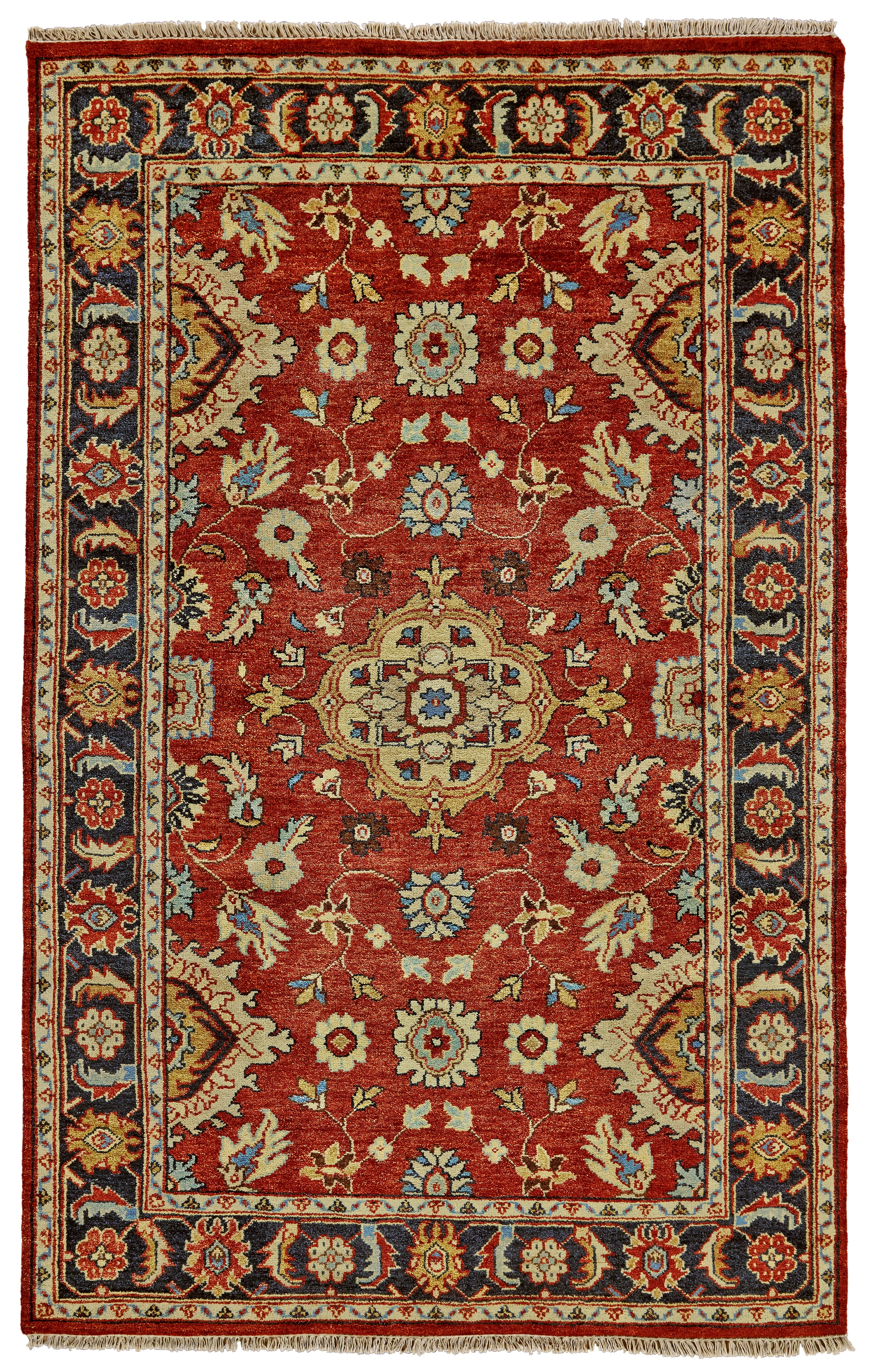 Feizy 5226110FREDBLKP00 Area Rugs Ustad Traditional Medallion, Red/Tan ...