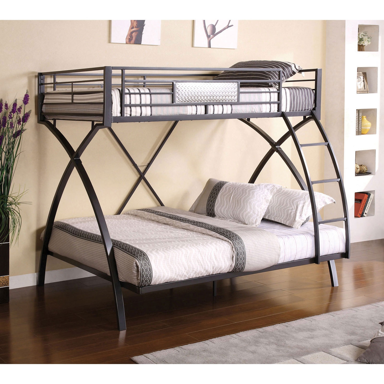 Metal frame bunk bed twin over full store