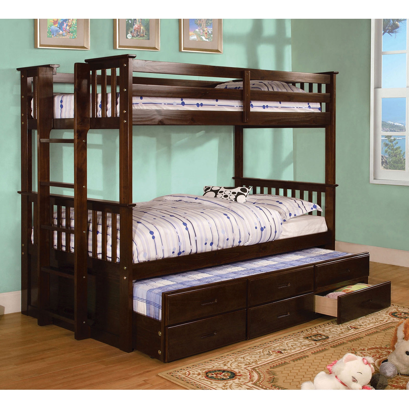 Furniture of America Bedroom Twin/Twin Bunk Bed Trundle CM-BK458T-EXP ...