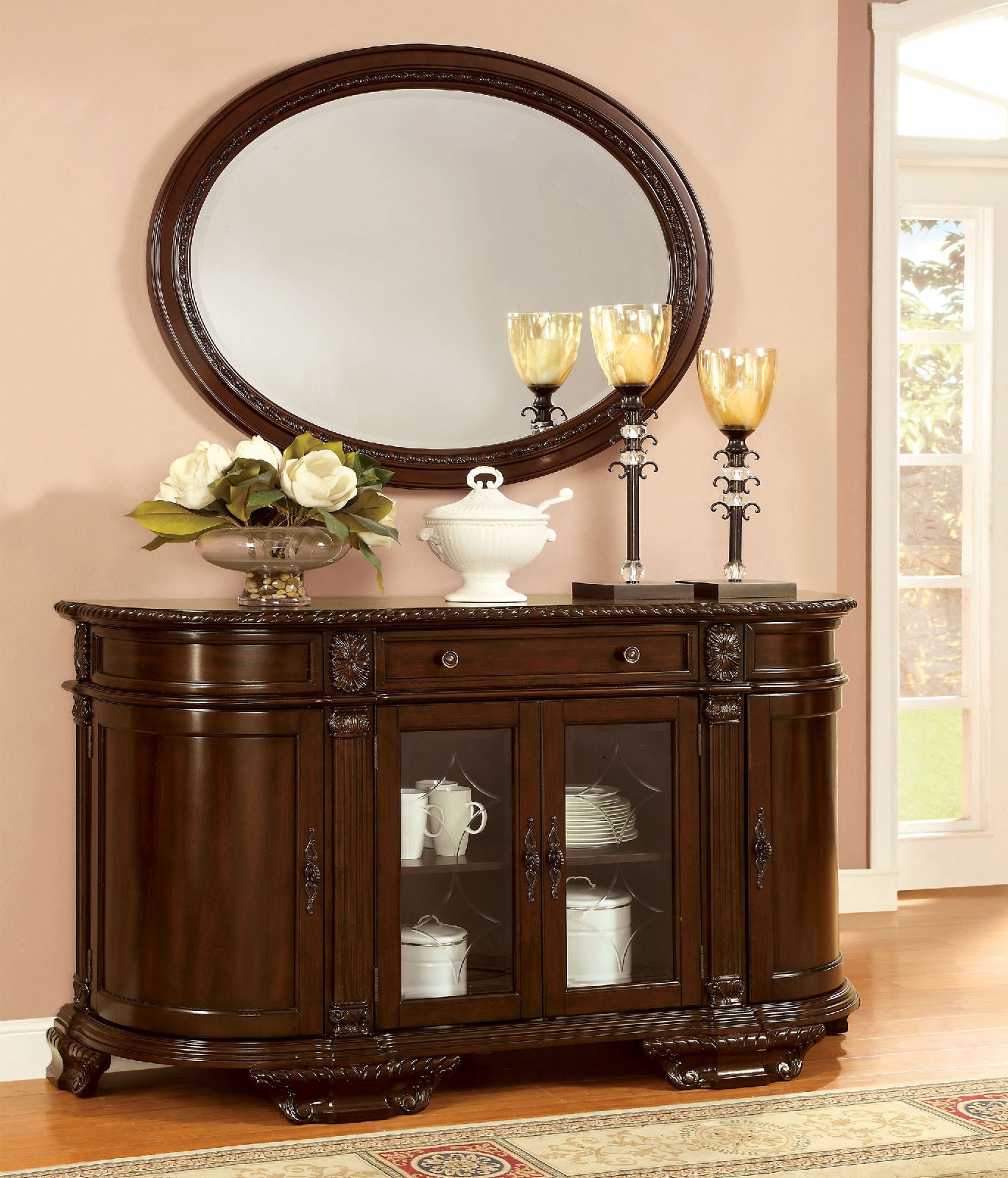 Bellagio brown cherry round dining table by furniture of america store