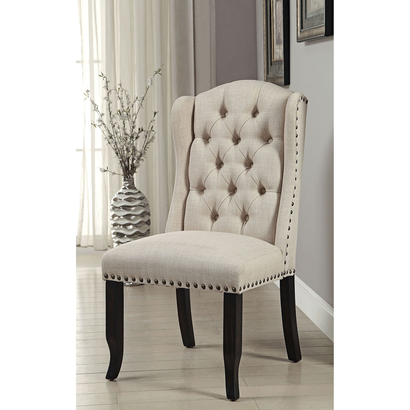 Beige wingback chair store