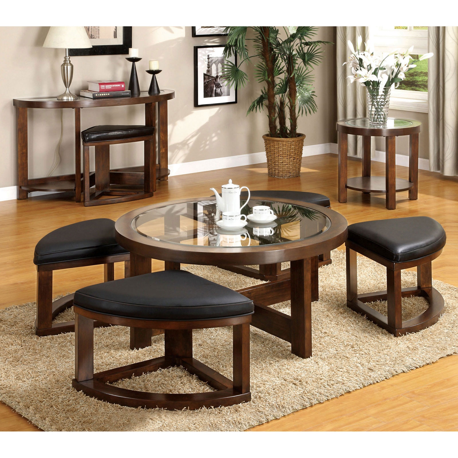 Round center table with stools store