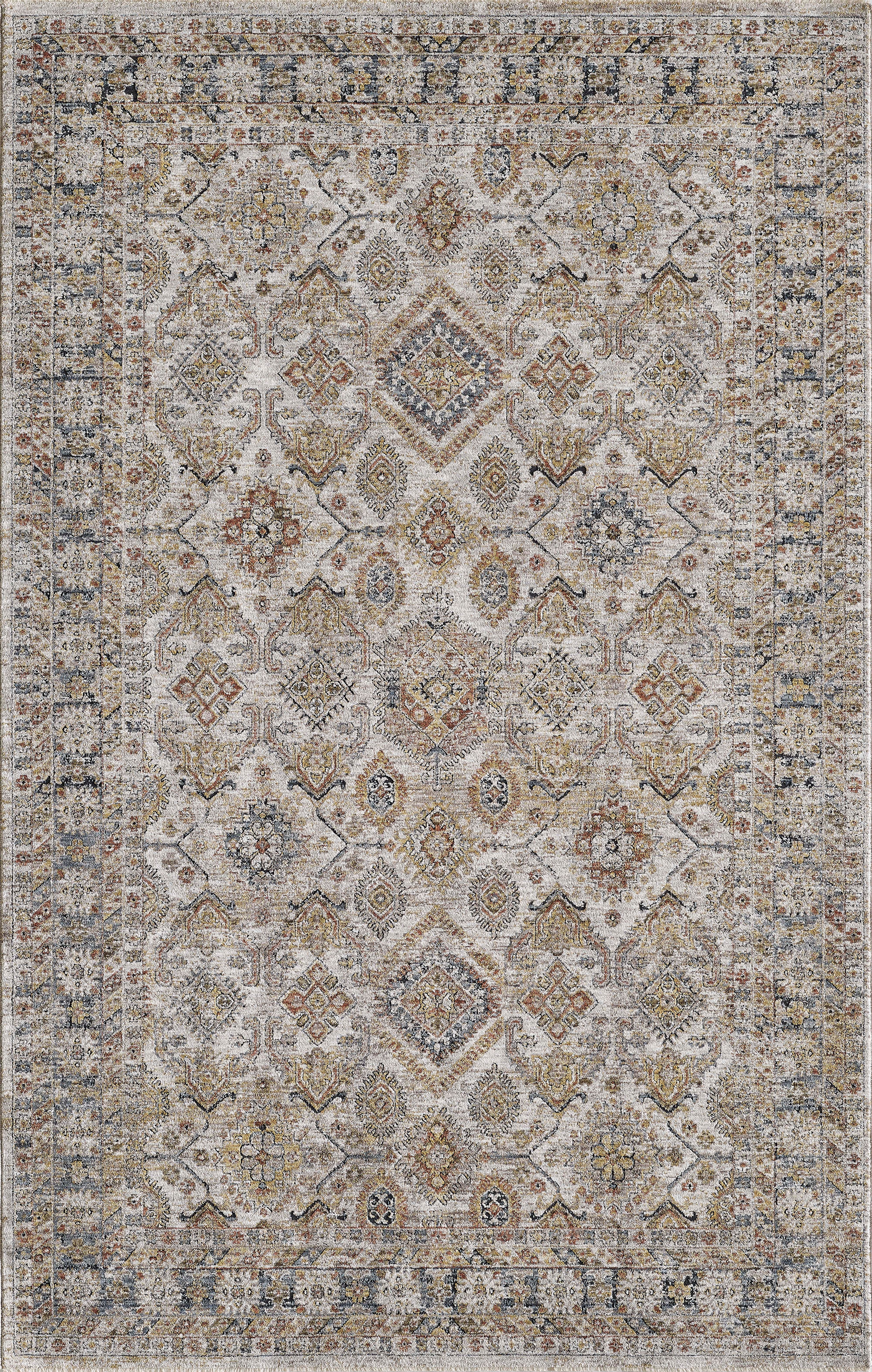 KAS Area Rugs Avani 8400 Ivory Damascus Machine Woven Performance Area ...