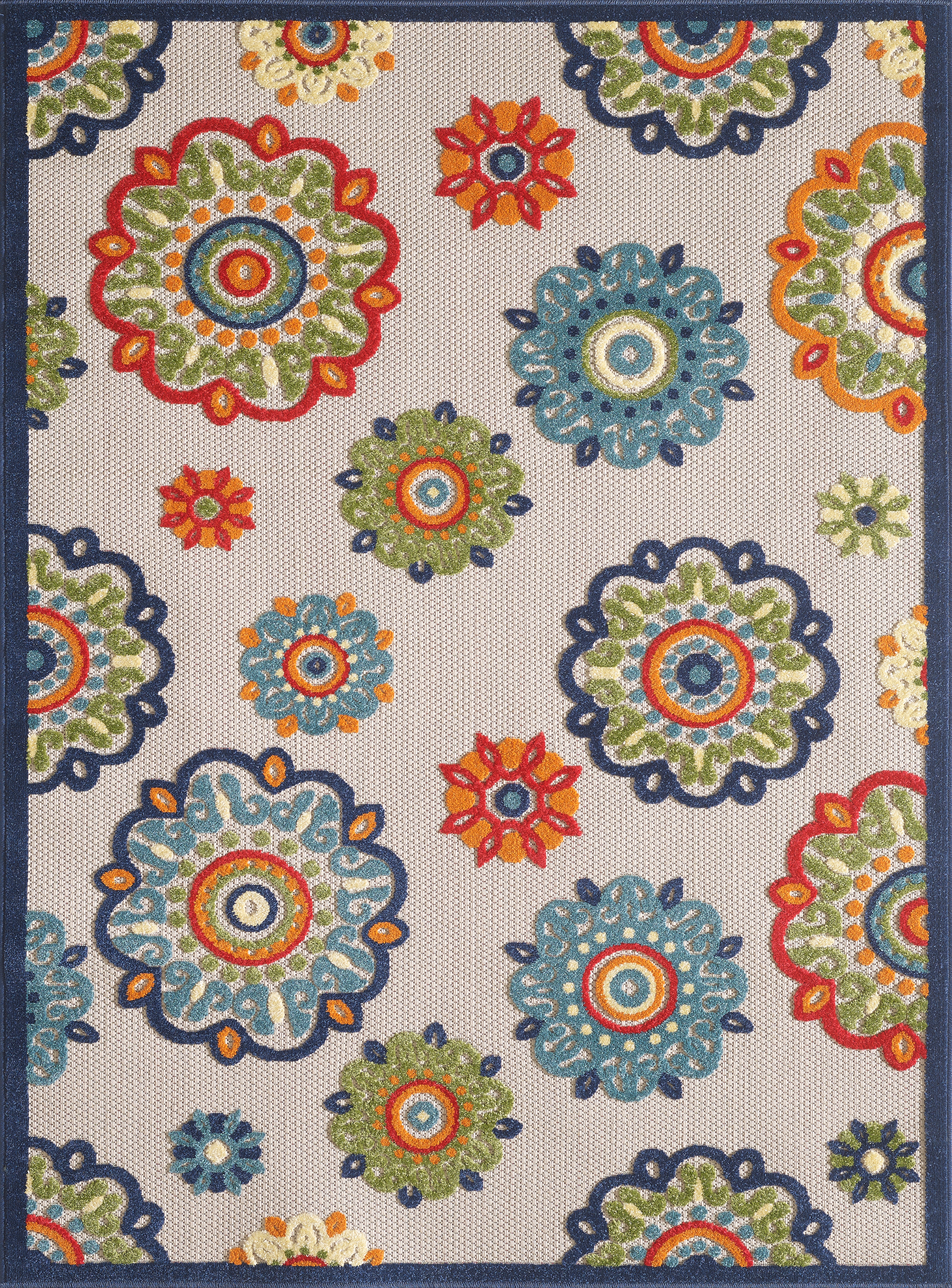 KAS Area Rugs Calla 6934 Ivory Suzani Machine Woven Performance Area ...