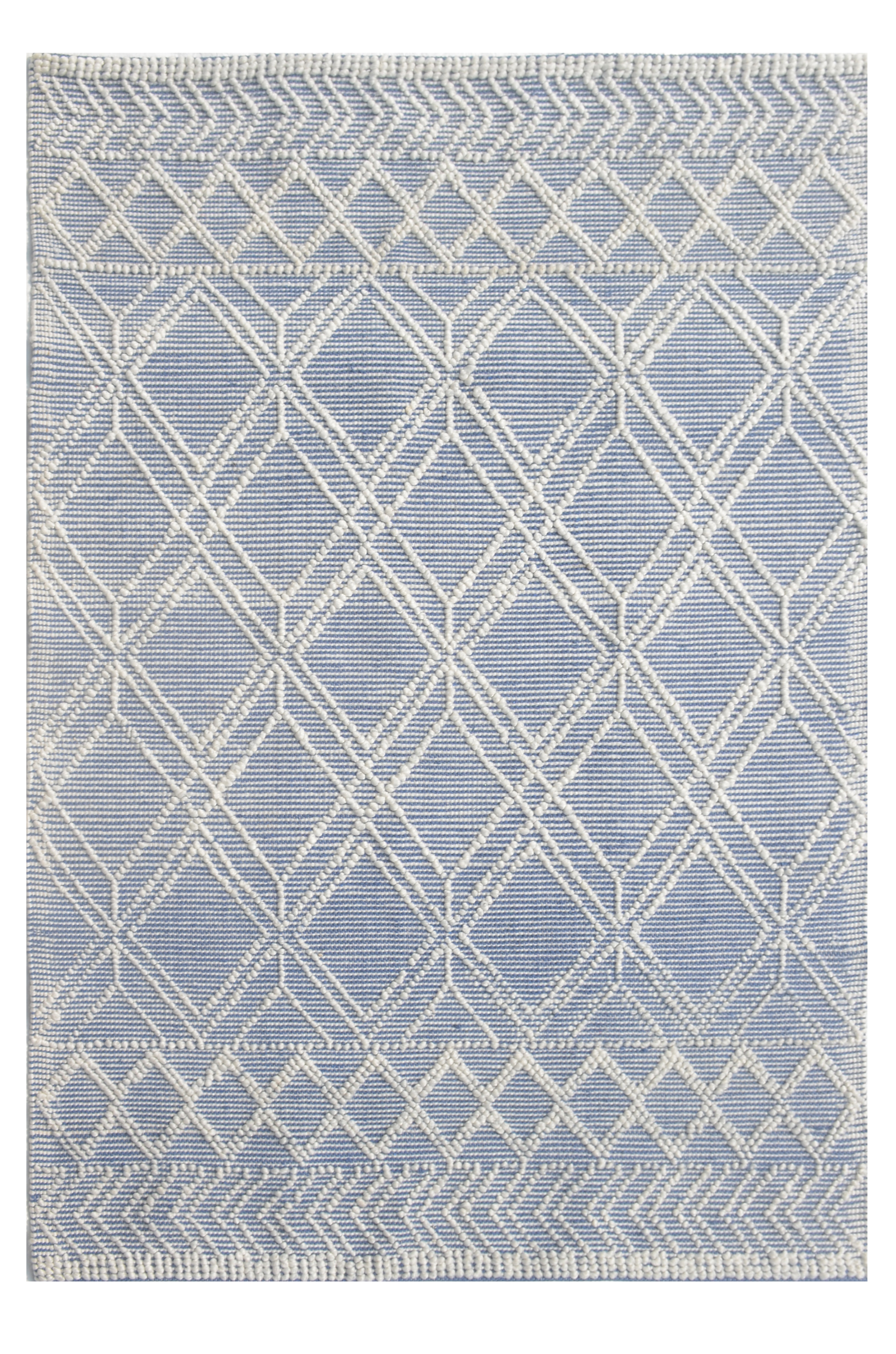 KAS Area Rugs Chloe 7724 Blue Ivory Geo Handwoven Performance Area Rug ...