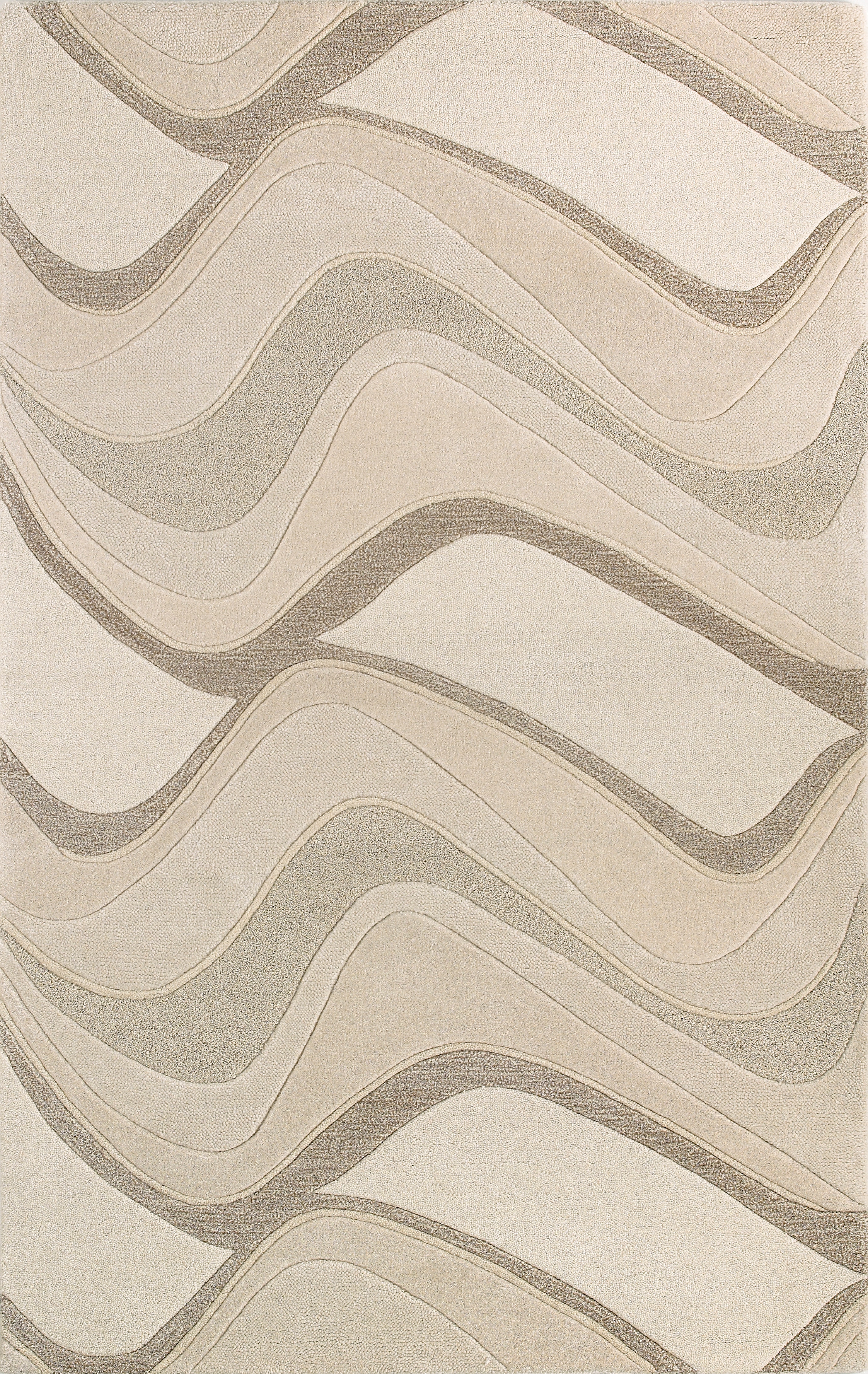 KAS Area Rugs Eternity 1085 Ivory Waves Hand Tufted Area Rug ETE10855X8 ...