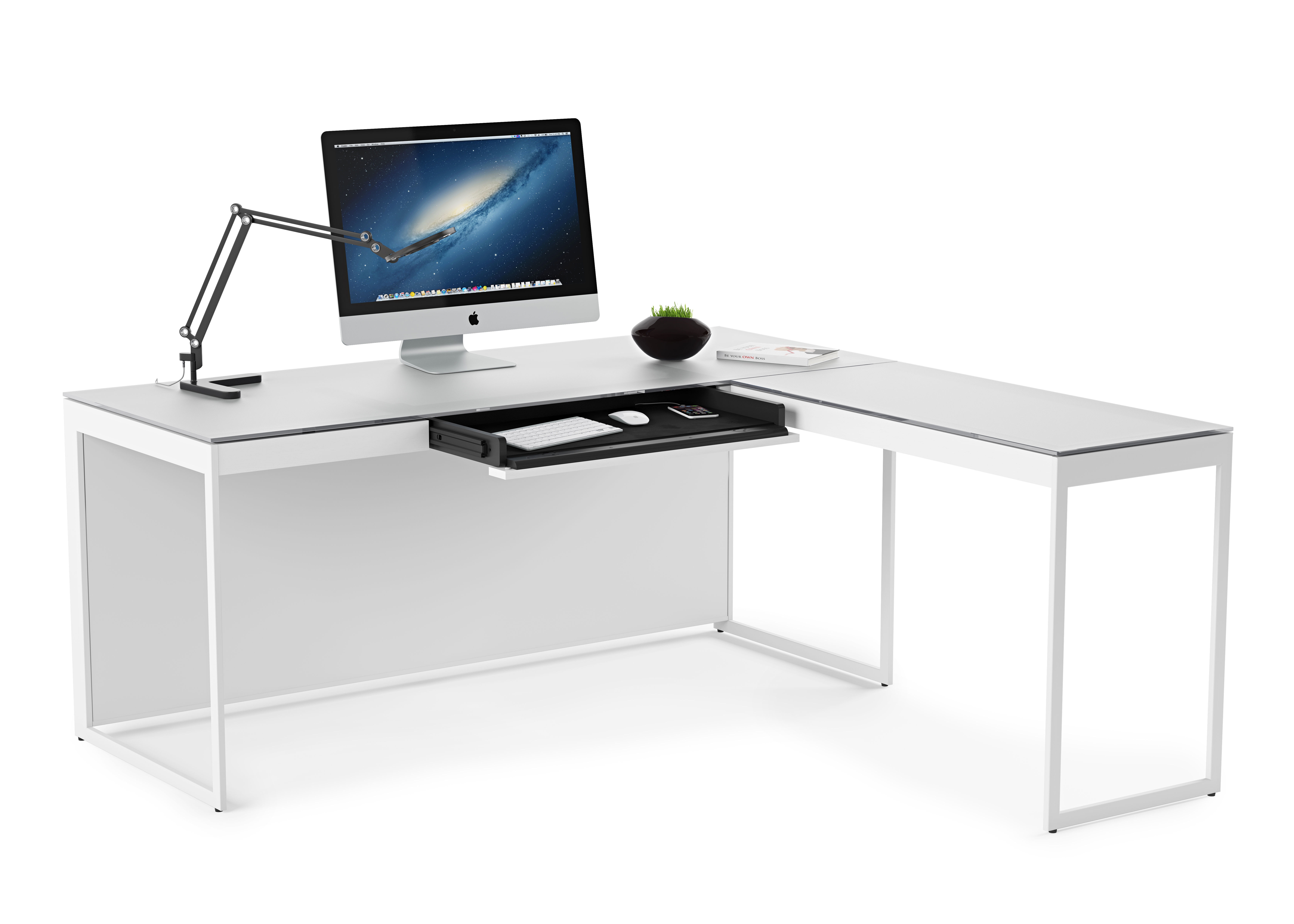 BDI Centro Centro 6401 Modern White Home Office Desk 6401 SW/GRY ...