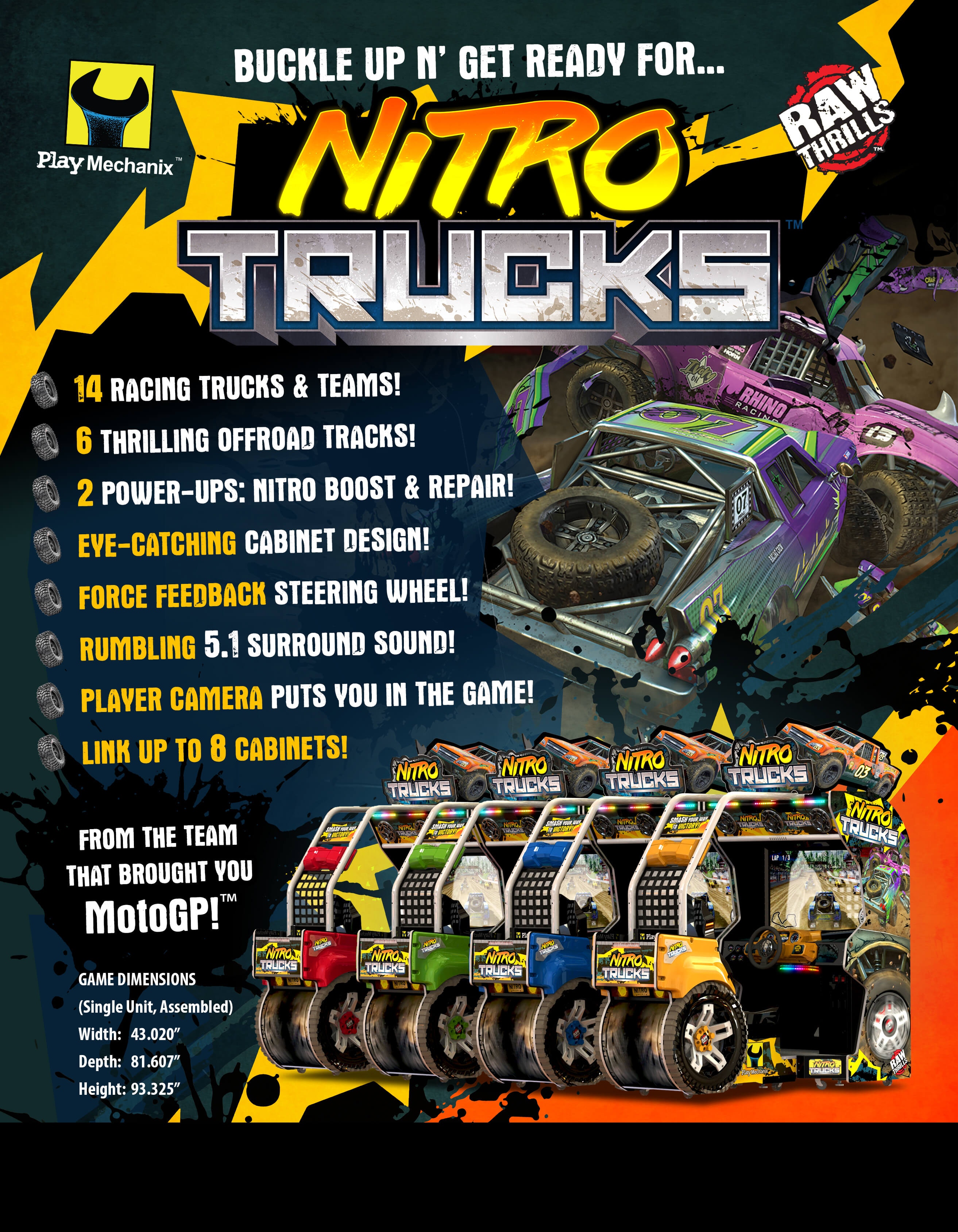 Raw Thrills Bar and Game Room Driving Arcade Nitro Trucks Off Road - Aminis