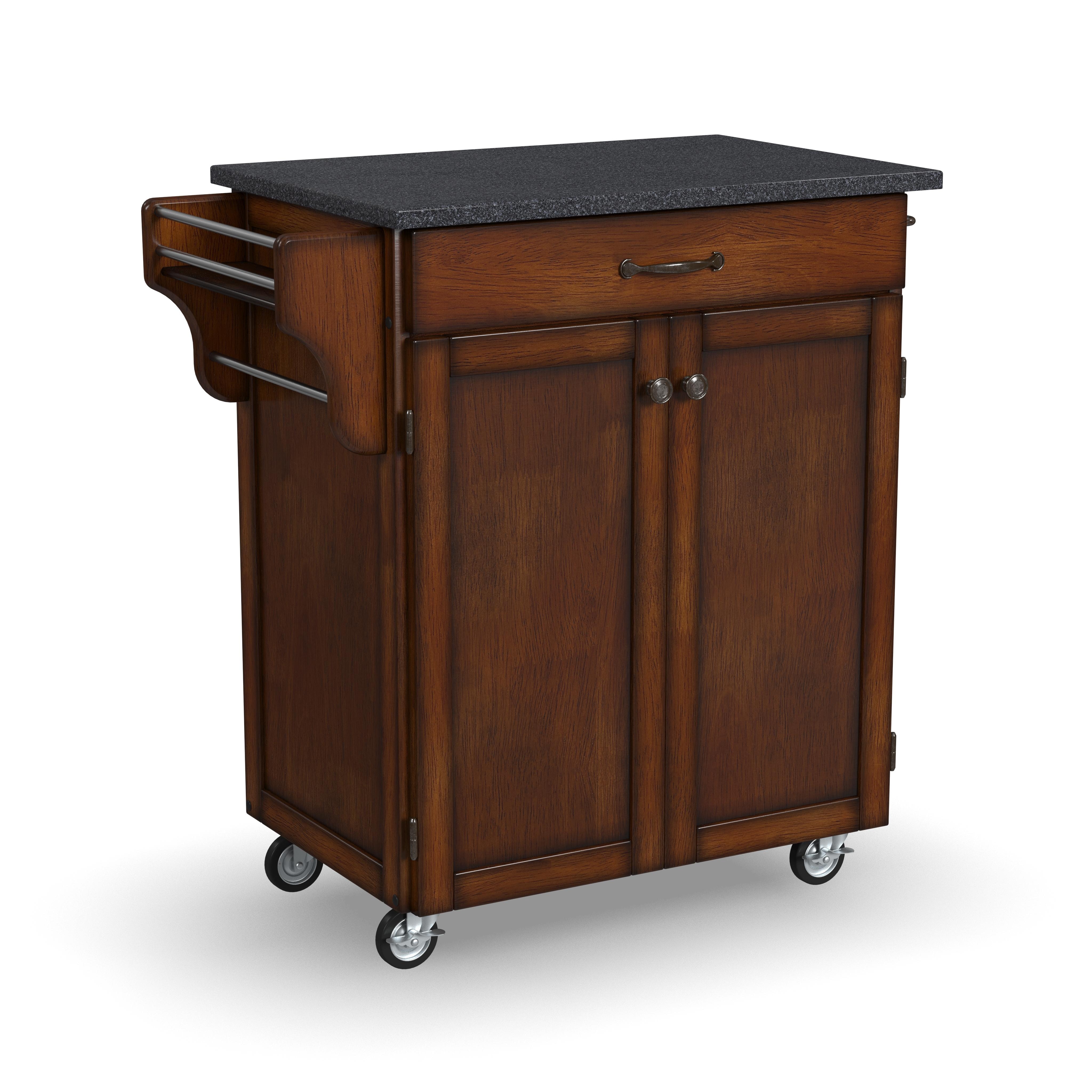 Cuisine Cart Cherry Brown Kitchen Cart w/Black Granite Top by ...