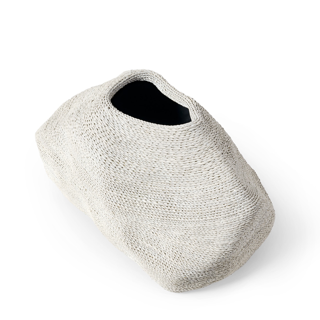 Hand-woven lampakanay rope wrapped over a metal frame in a white-wash ...