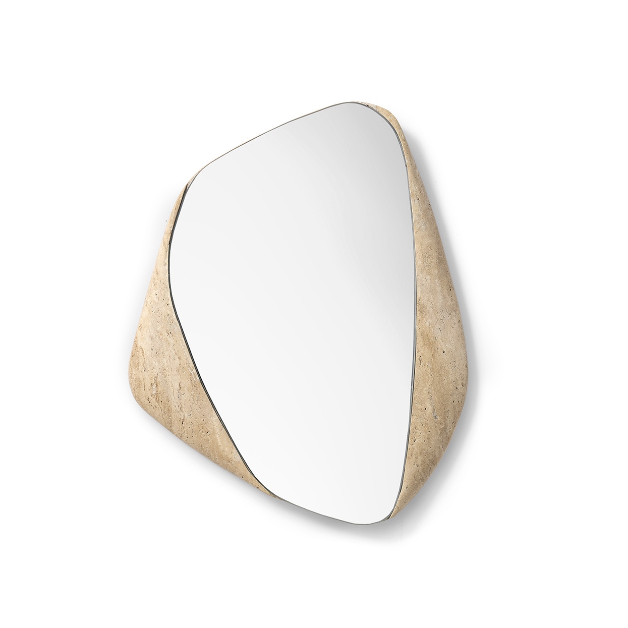 Kira Travertine Mirror, Small | PALECEK