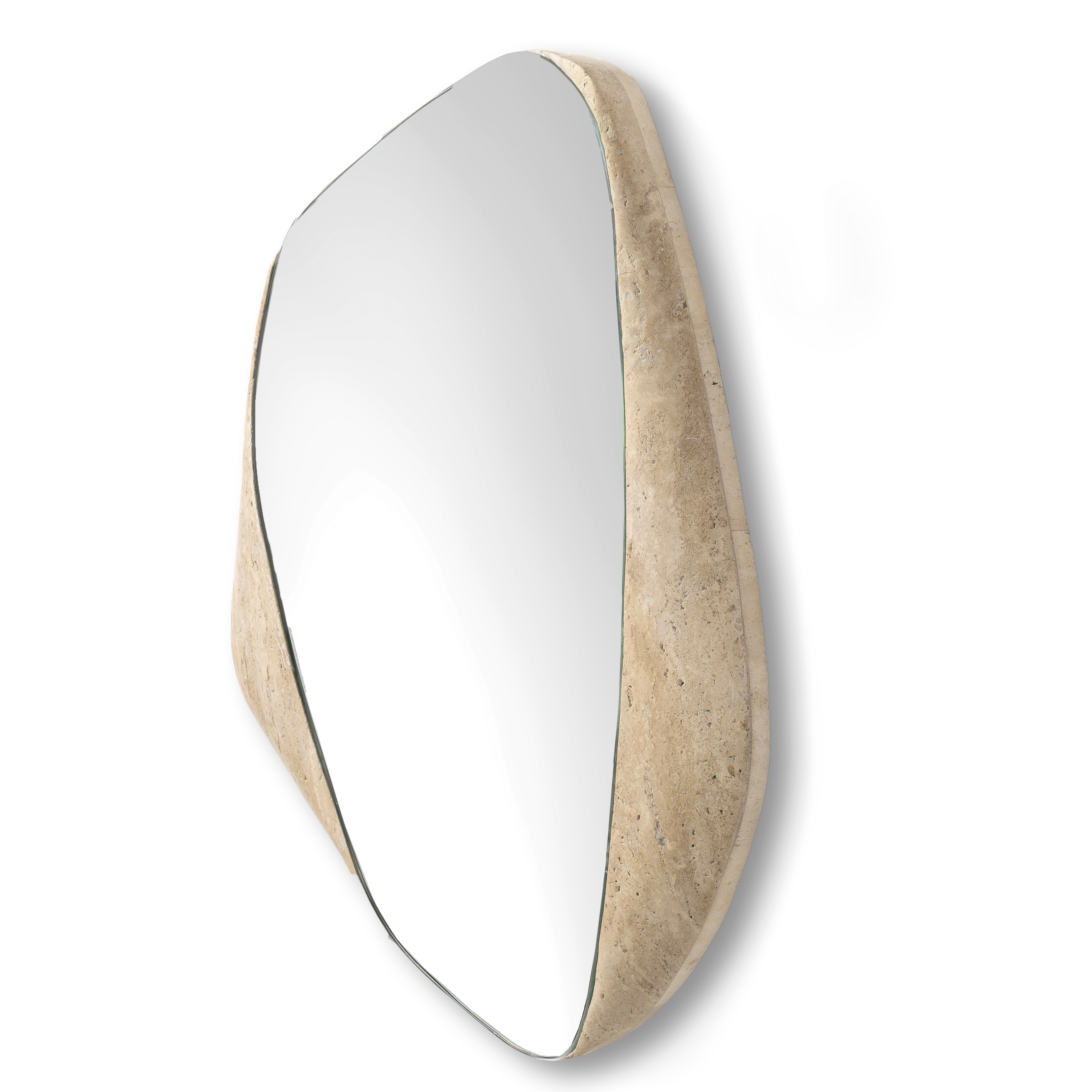 Kira Travertine Mirror, Small | PALECEK