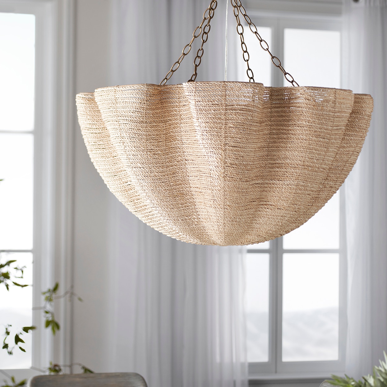 Natural abaca rope hand-twisted and woven over a powder coated metal ...