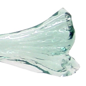 Hand-cast recycled glass fish sits loose on a wrought iron silver ...