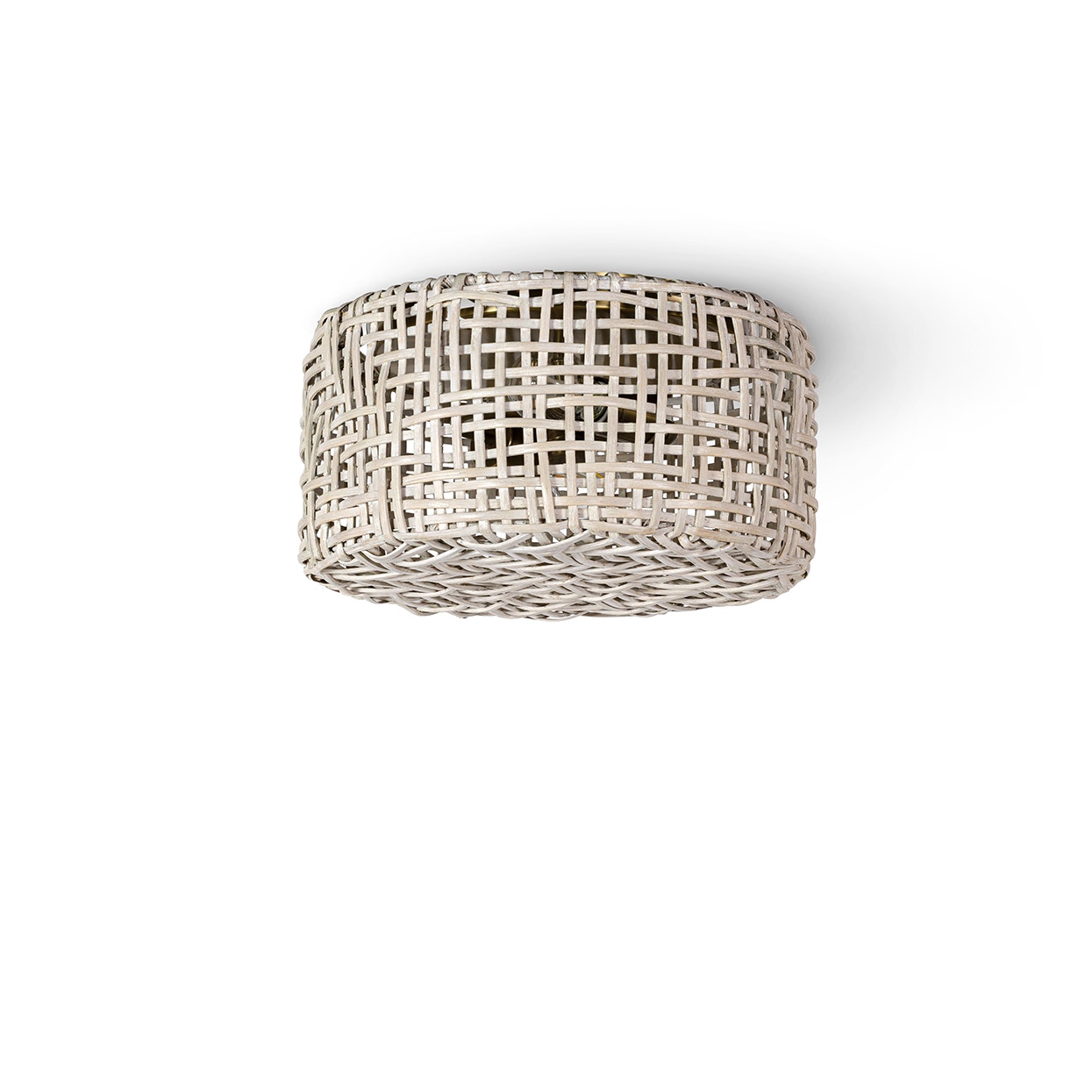 Hand-woven open rattan weave over a metal frame in a whitewash finish ...