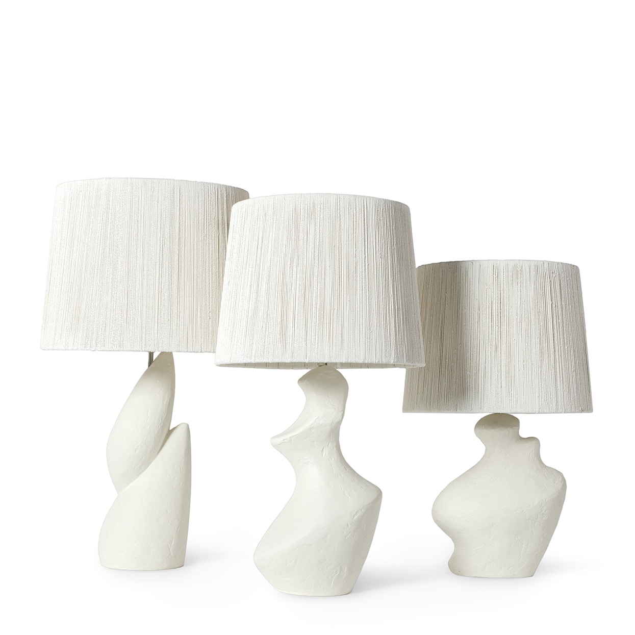 White textured stonecast base topped with a hand-woven white abaca rope ...