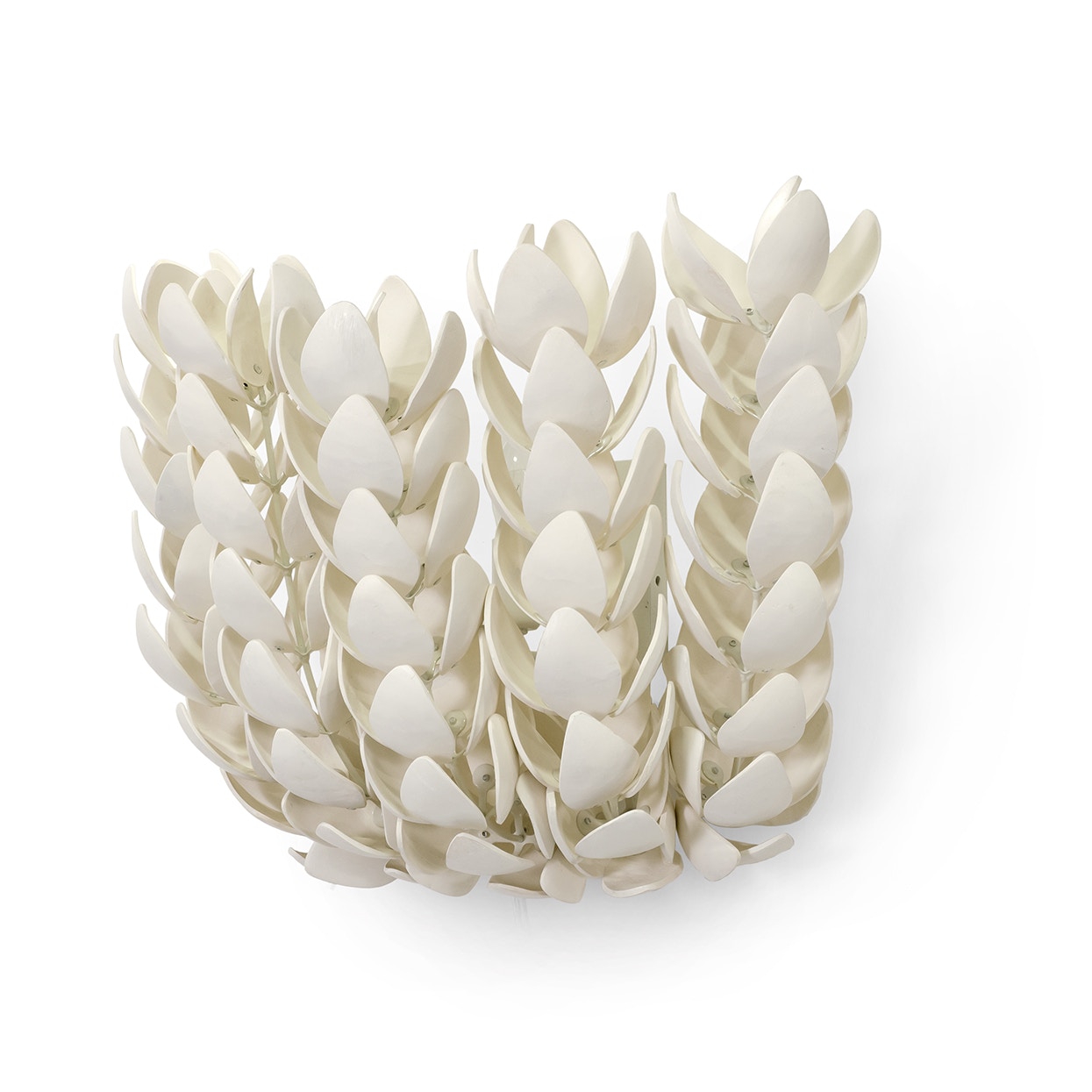 Coco shells hand-cut into petal forms in an off-white finish over a ...
