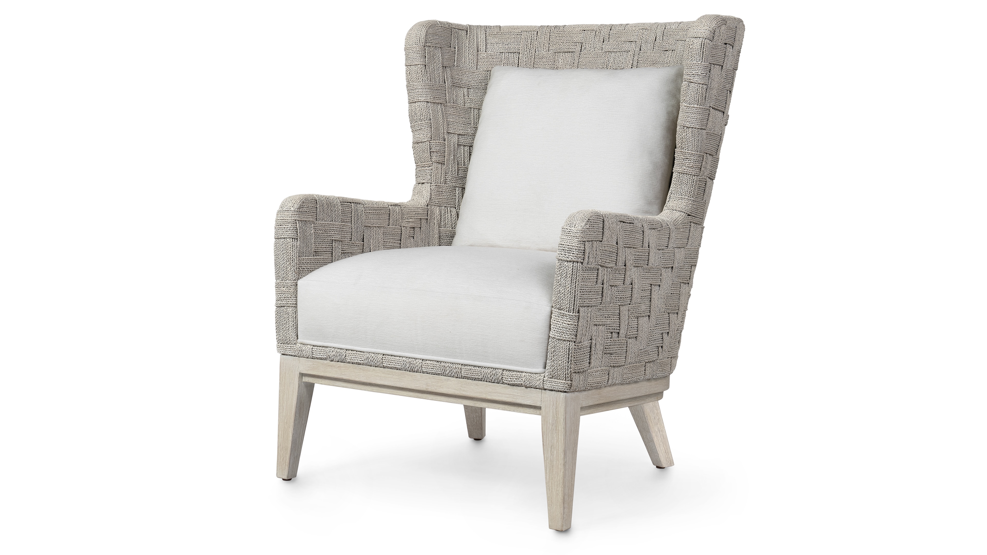 Palecek Living Room DILLON WINGBACK CHAIR, WHITEWASH 7170-03+8715-4J