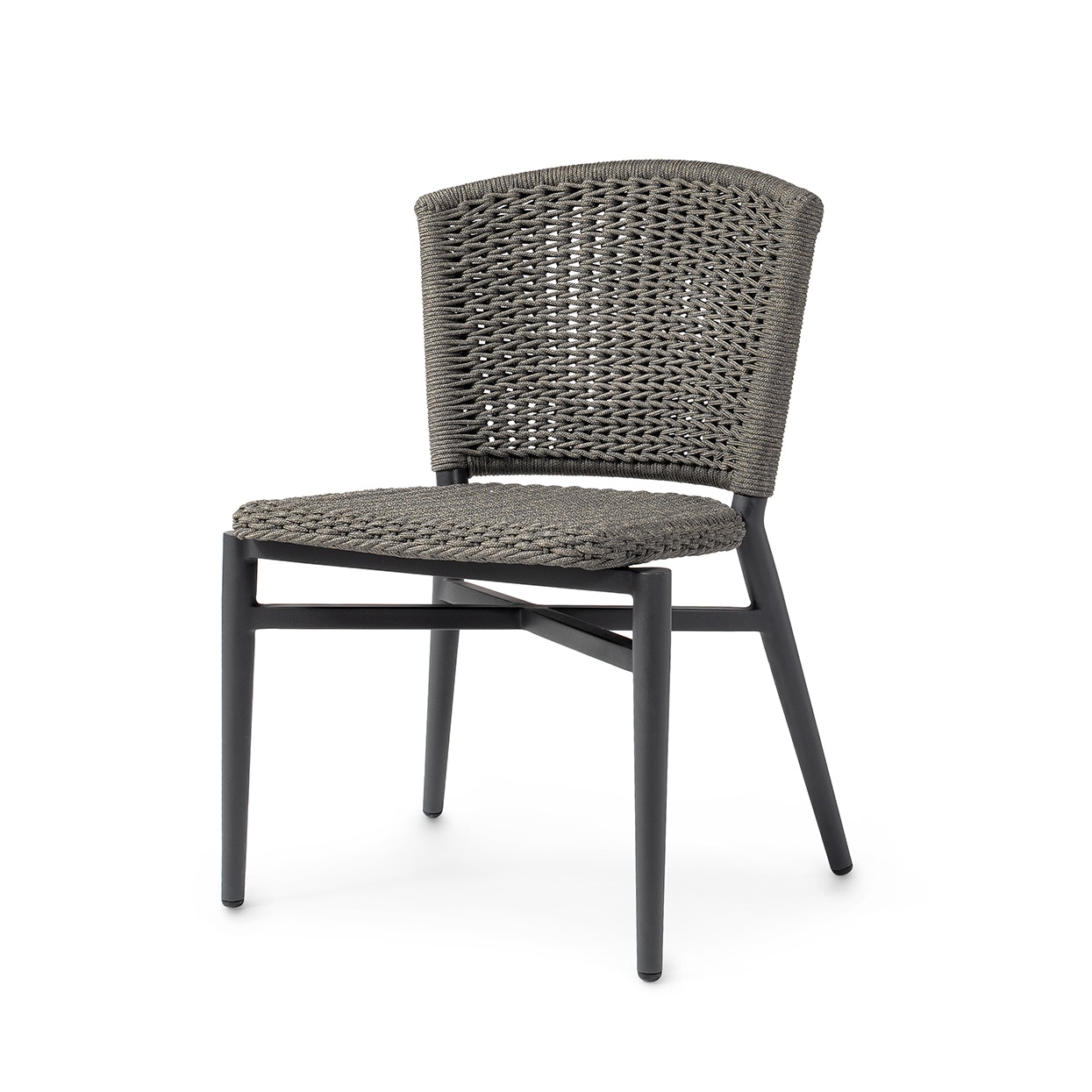 Nina Outdoor Stackable Side Chair, Charcoal | PALECEK