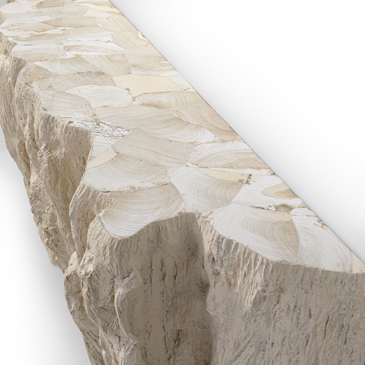 Palecek Living Room CAMILLA FOSSILIZED CLAM CONSOLE TABLE, LONG 7844-79