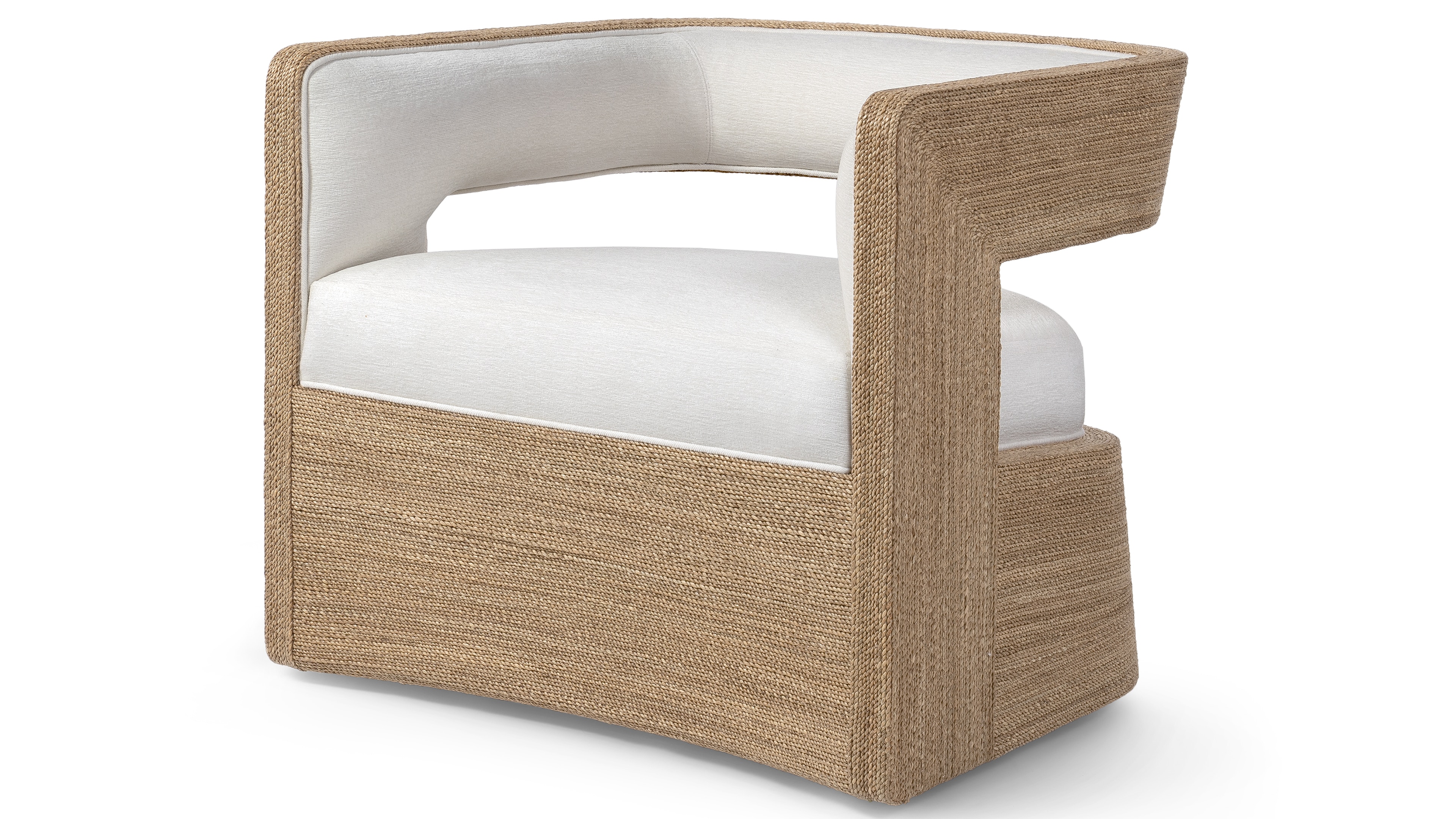 Palecek Living Room HADLEY SWIVEL LOUNGE CHAIR, NATURAL 7856-01+8358-4K