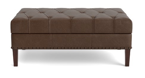 Bassett Living Room Leather Tufted Rectangle Ottoman 1402-4530TL - J&K ...
