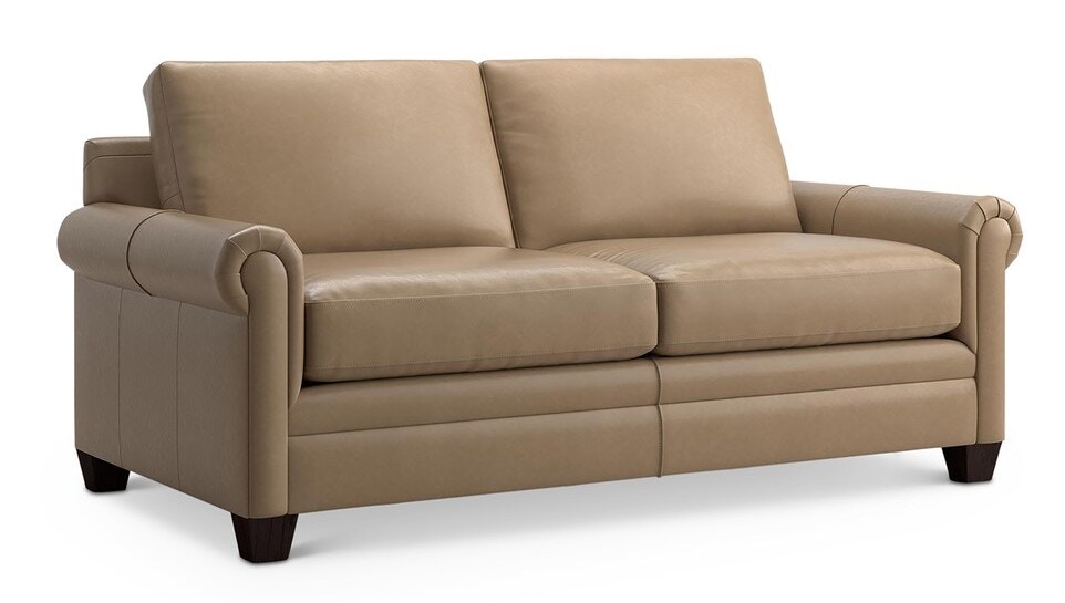 Bassett Carolina Leather Panel Arm Studio Sofa 3887-52L - Portland, OR ...