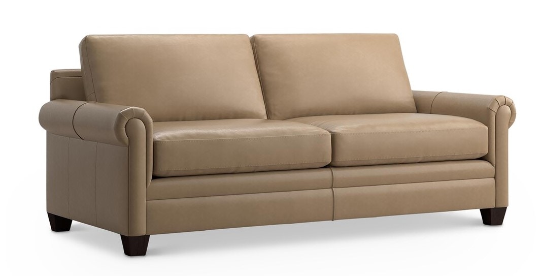 Bassett Carolina Leather Panel Arm Sofa 3887-62L - Portland, OR | Key ...