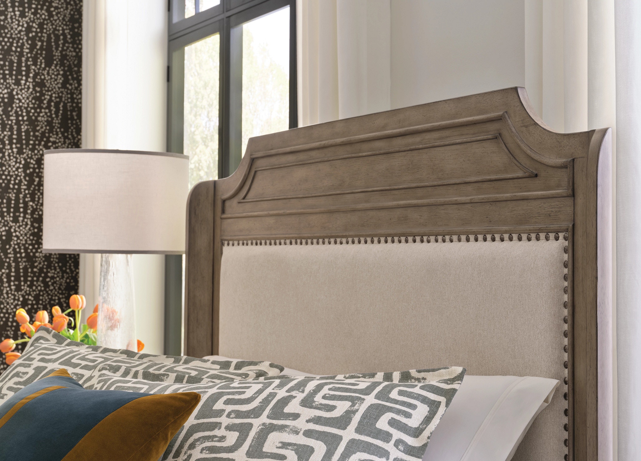 American Drew Bedroom Engels Upholstered Queen Bed Complete 151-313R - Butterworths of Petersburg