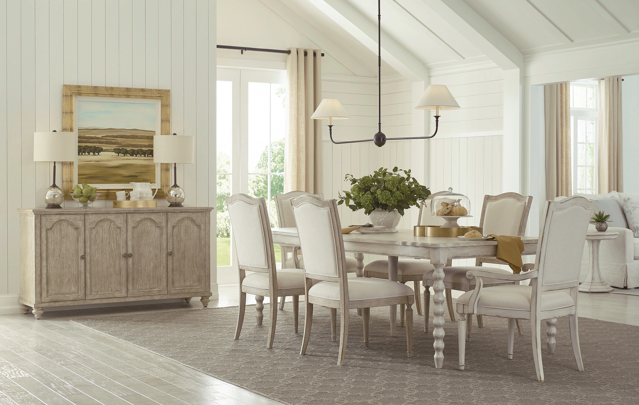 American Drew Casual Dining Daniella Upholstered Arm Chair - Creme 309 ...